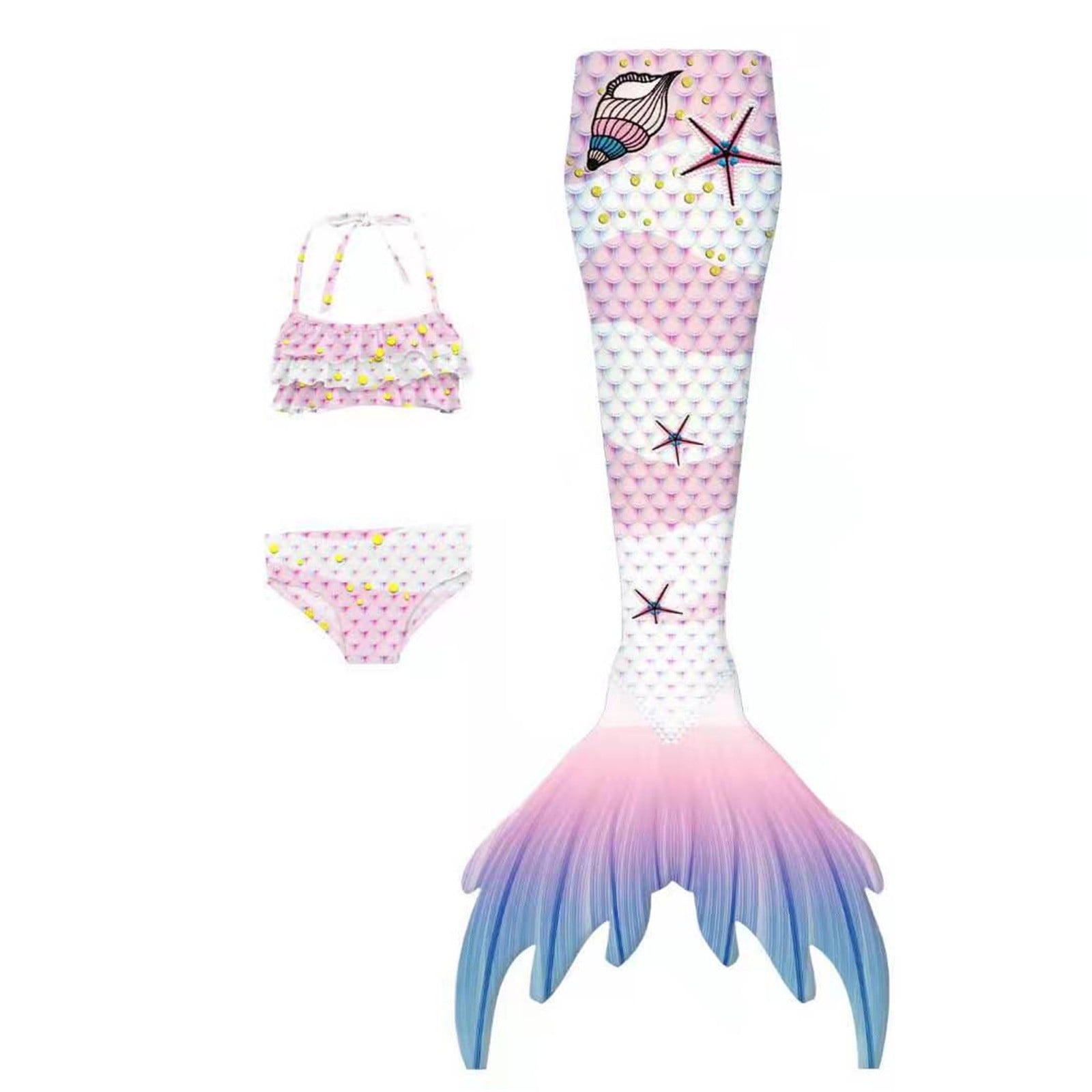 Rovga 5-6 Years Swimsuit For Girls Sleeveless Fish Tail Set 3 Piece ...