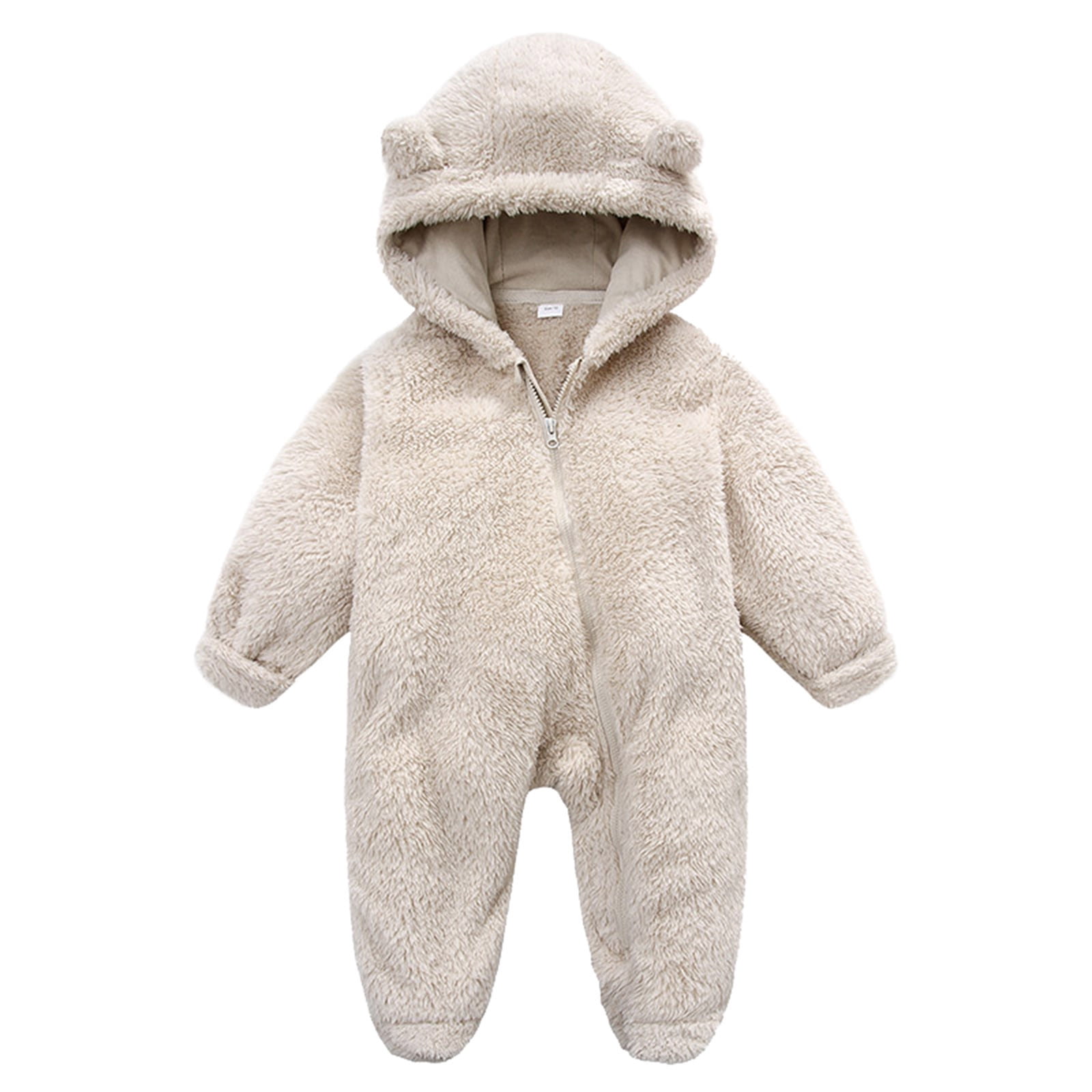 Rovga Baby Girl Clothes 9-12 Months Baby Cute Solid Long Sleeves Cartoon Ear Footed Hooded ...