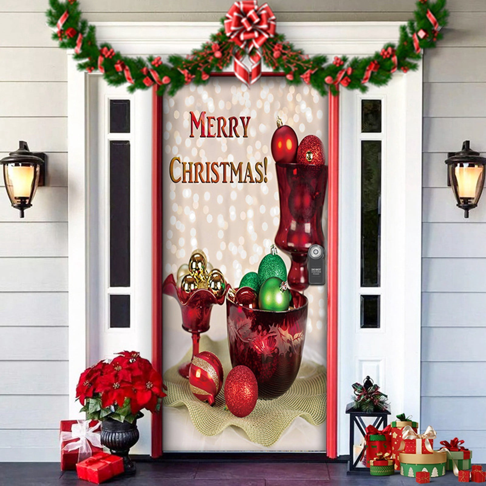 Rovga Christmas Door Cover, Holiday Party Tapestry, Snow Decoration ...