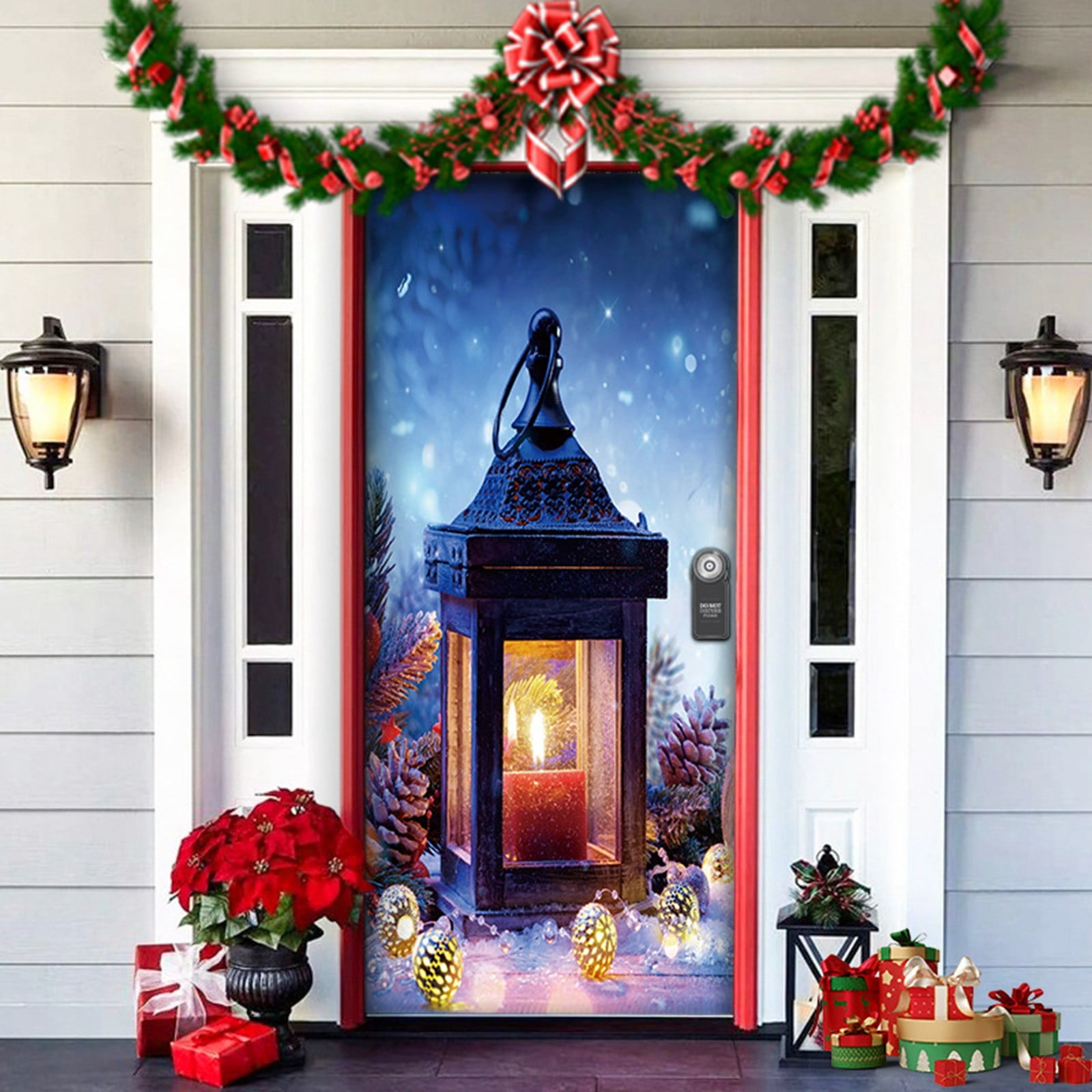 Rovga Christmas Door Cover Tapestry, Holiday Party Curtain, Snow ...