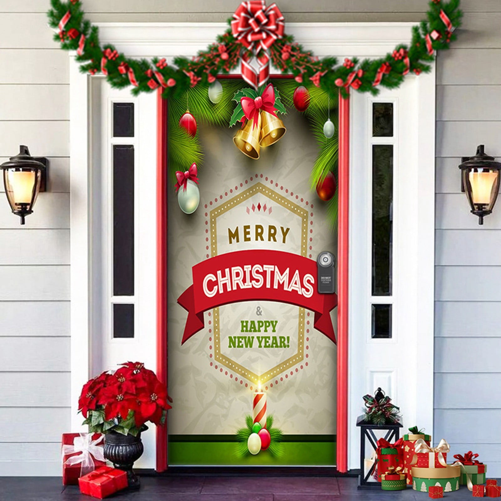 Rovga Christmas Door Cover, Holiday Party Tapestry, Snow Decoration ...