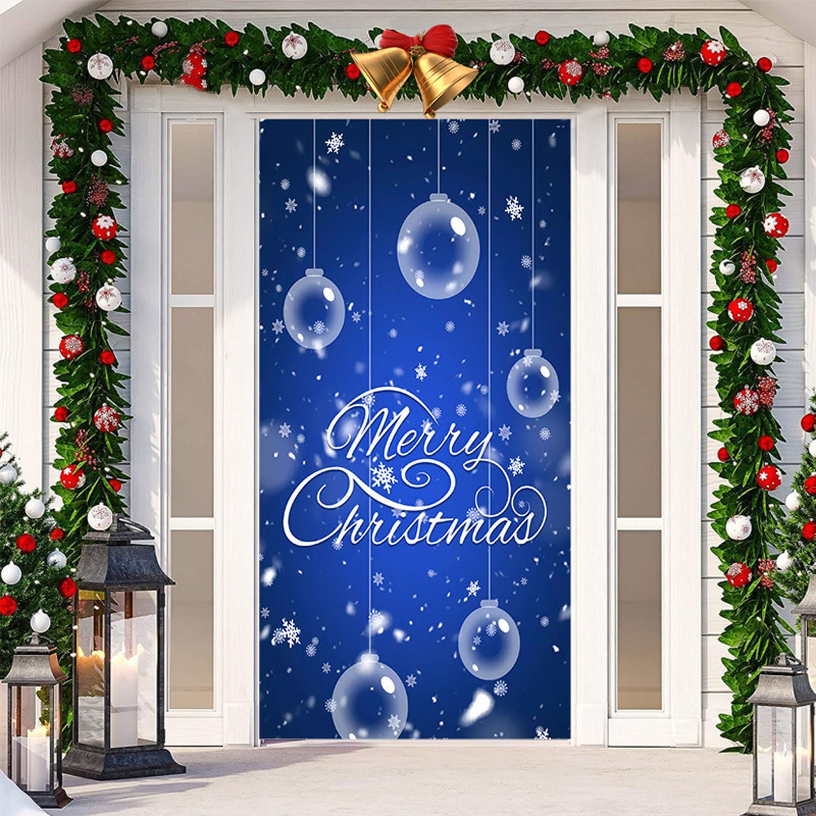 Rovga Christmas Door Decoration Door Cover Hanging Cloth Holiday Party ...