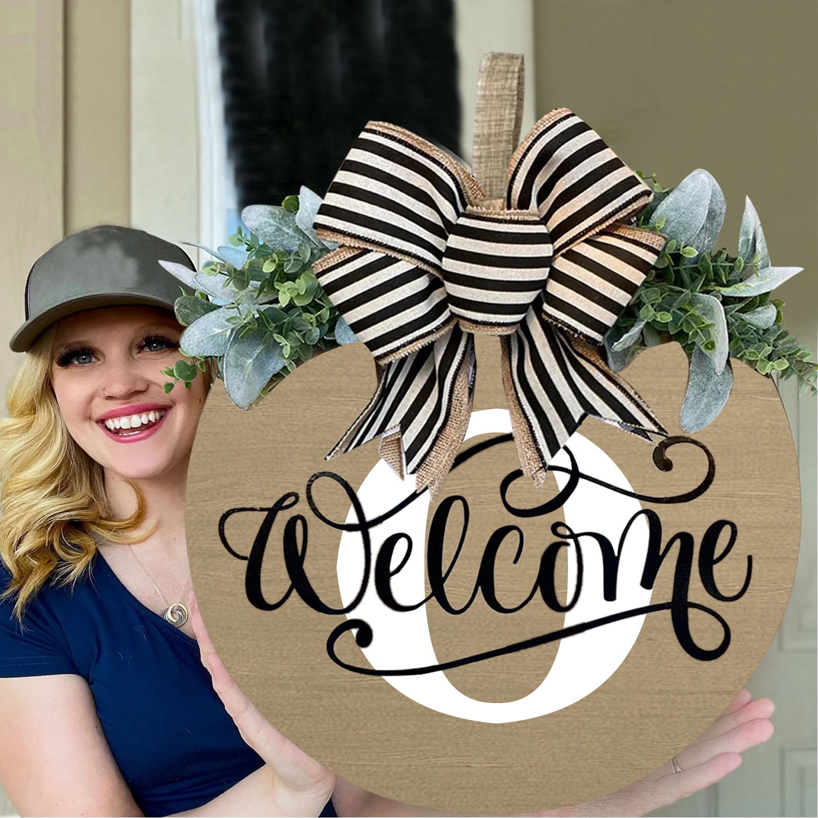 Rovga Front Door Sign 2024 Last Name Year Round Front Door Wreath 26 ...