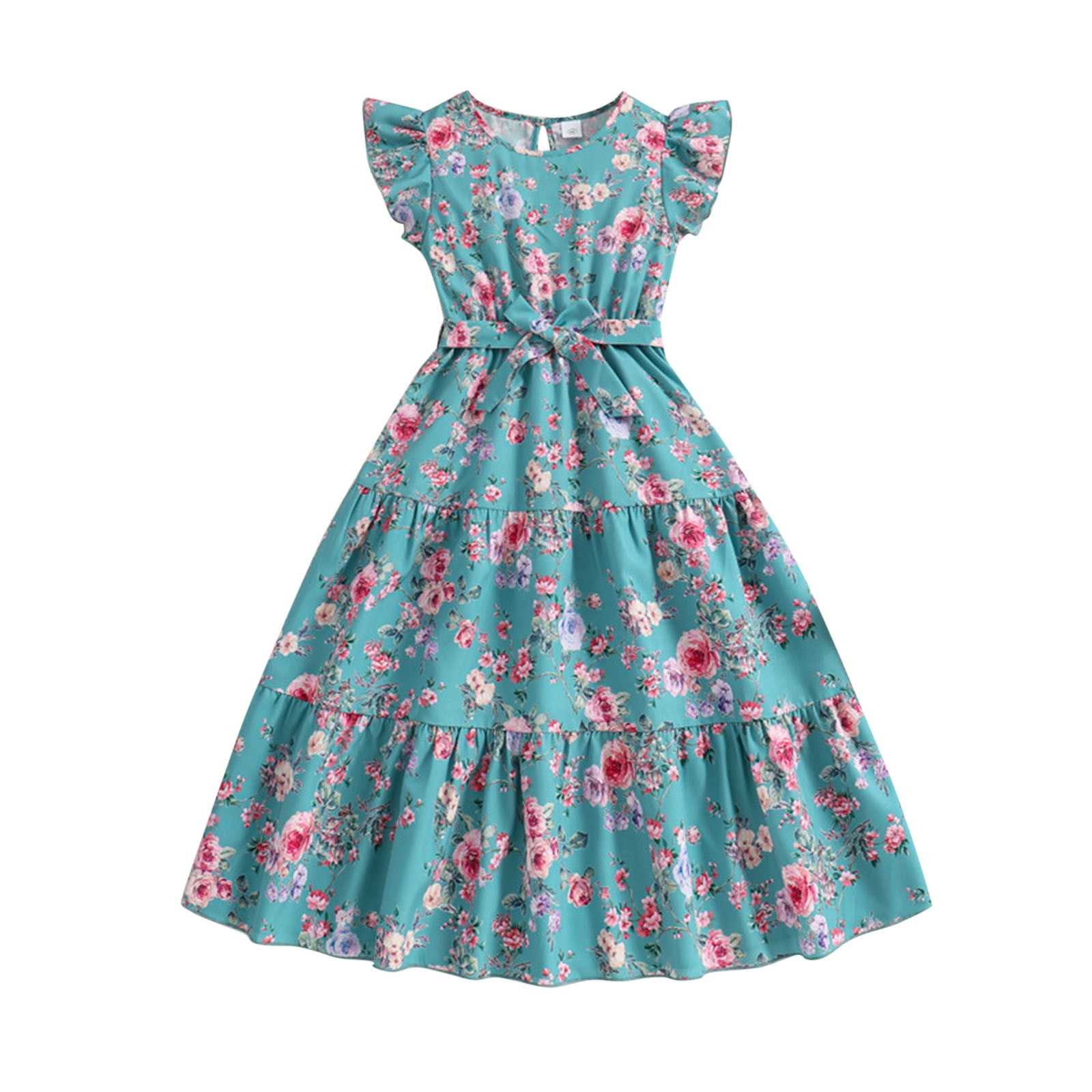 Rovga Girls' Dresses Children Summer Sleeveless Flower Print Dress With ...