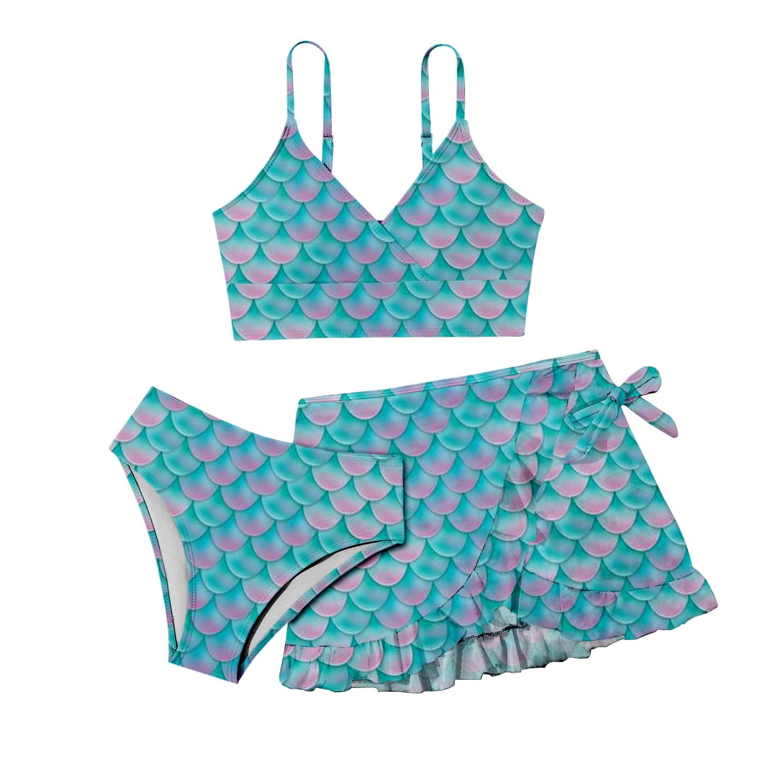Rovga Girls Swimsuit 11-12 Years Sleeveless Fish Tail Set Scale Print ...