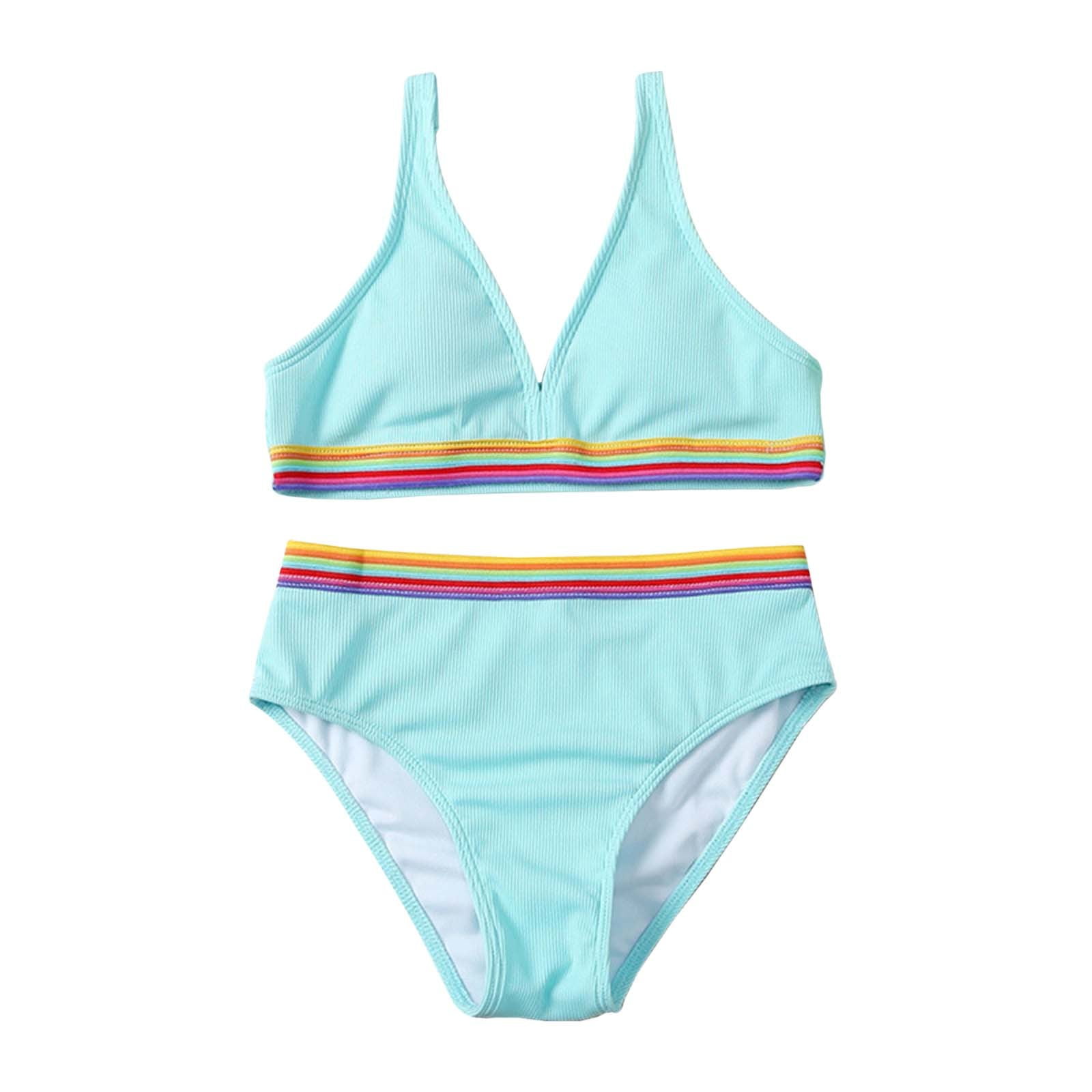 Rovga Girls' Swimwear 10-11 Years Split Swimwear Two Piece For Kids ...