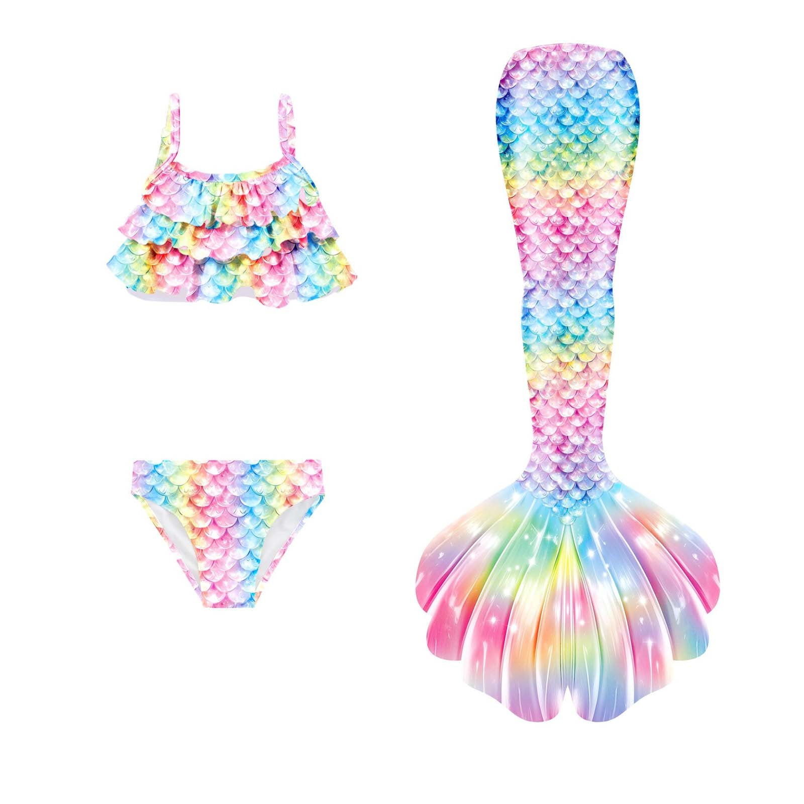 Rovga Girls' Swimwear 12-13 Years Sleeveless Fish Tail Set 2 Piece ...