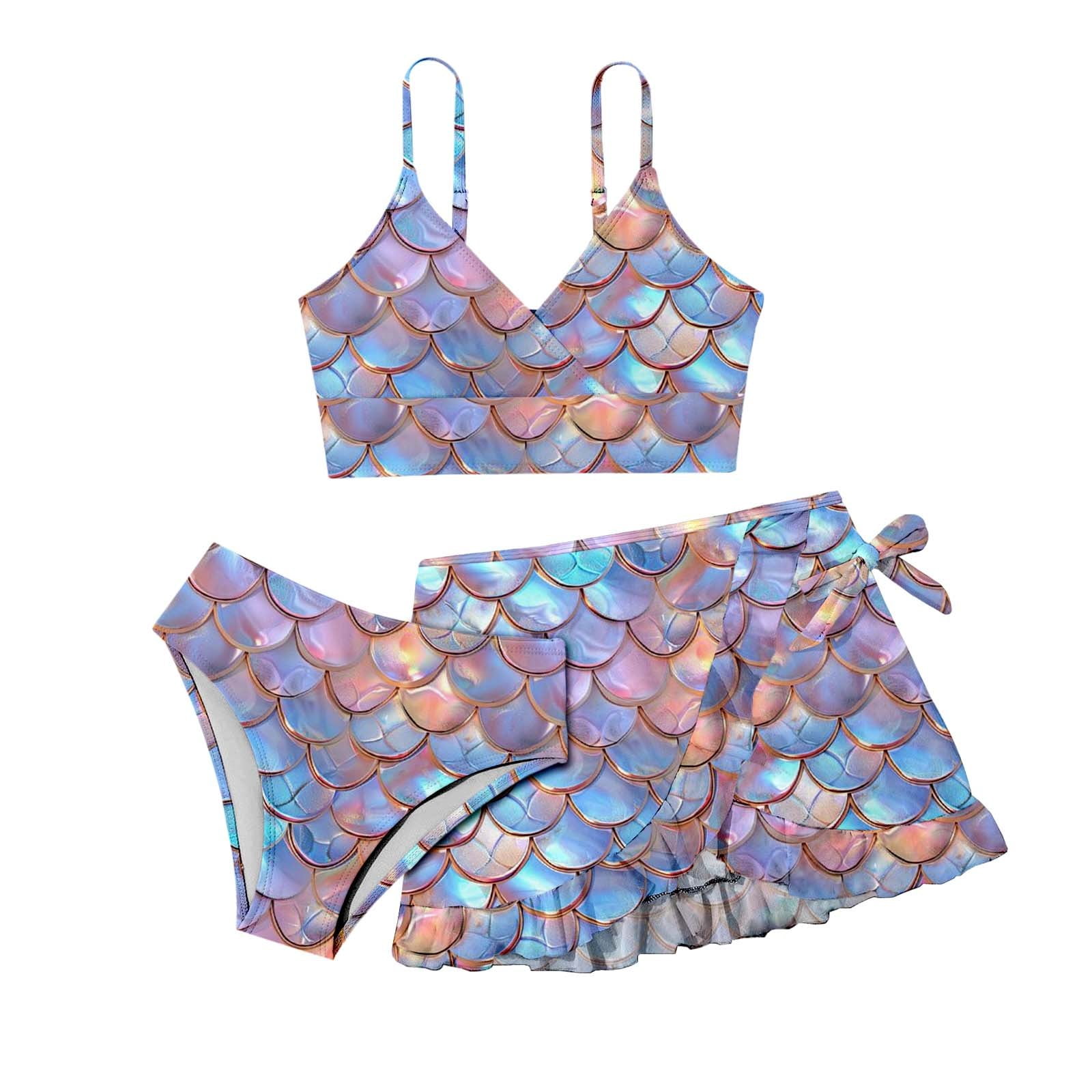 Rovga Girls' Swimwear 16-17 Years Sleeveless Fish Tail Set Scale Print ...