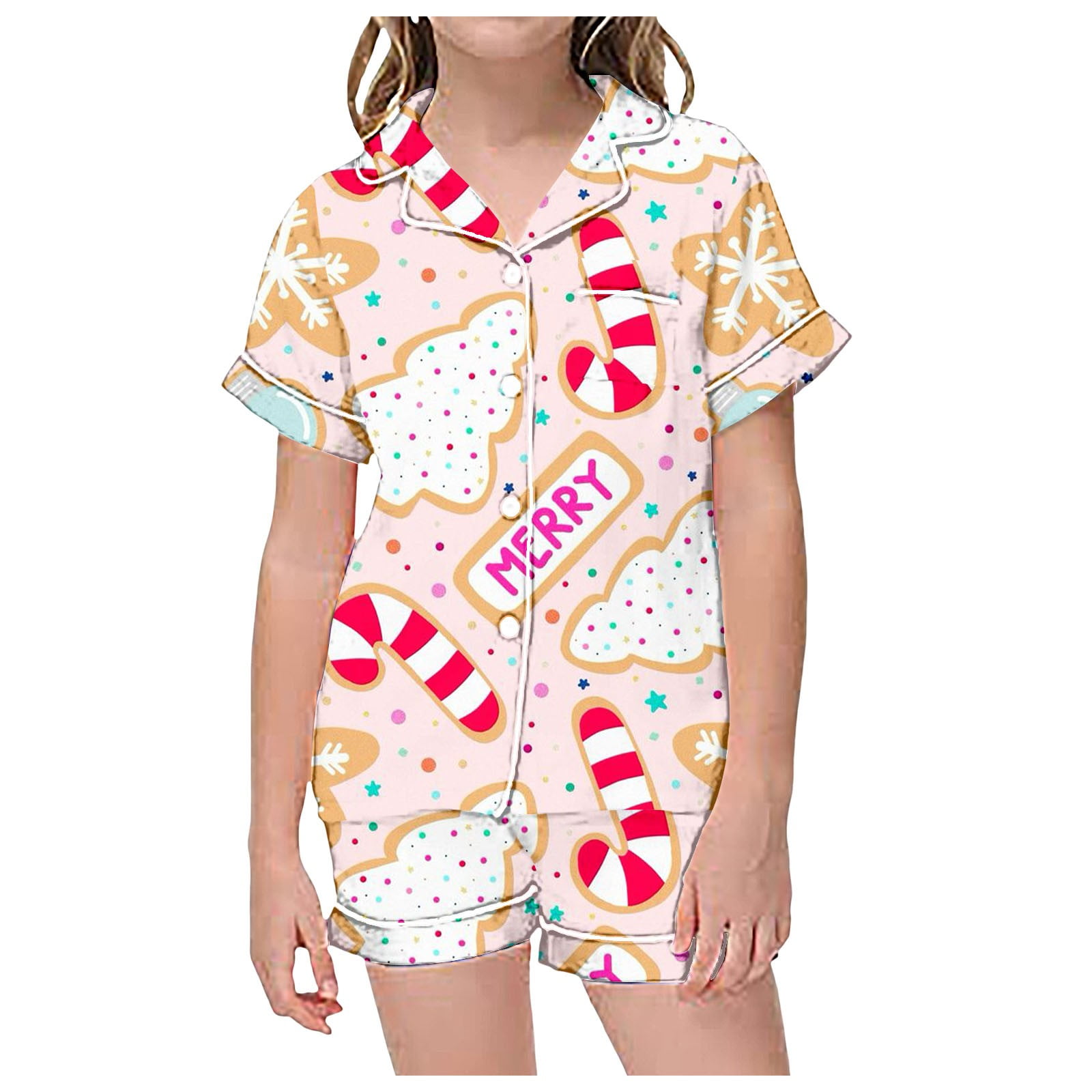 Rovga Pajamas Girls Children'S Christmas Print Short Sleeve Shorts ...