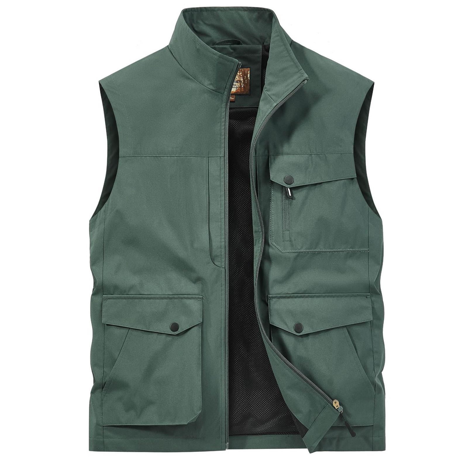 Rovga Mens Jackets Summer V Neck Solid Color Coats Sleeveless Outdoor ...