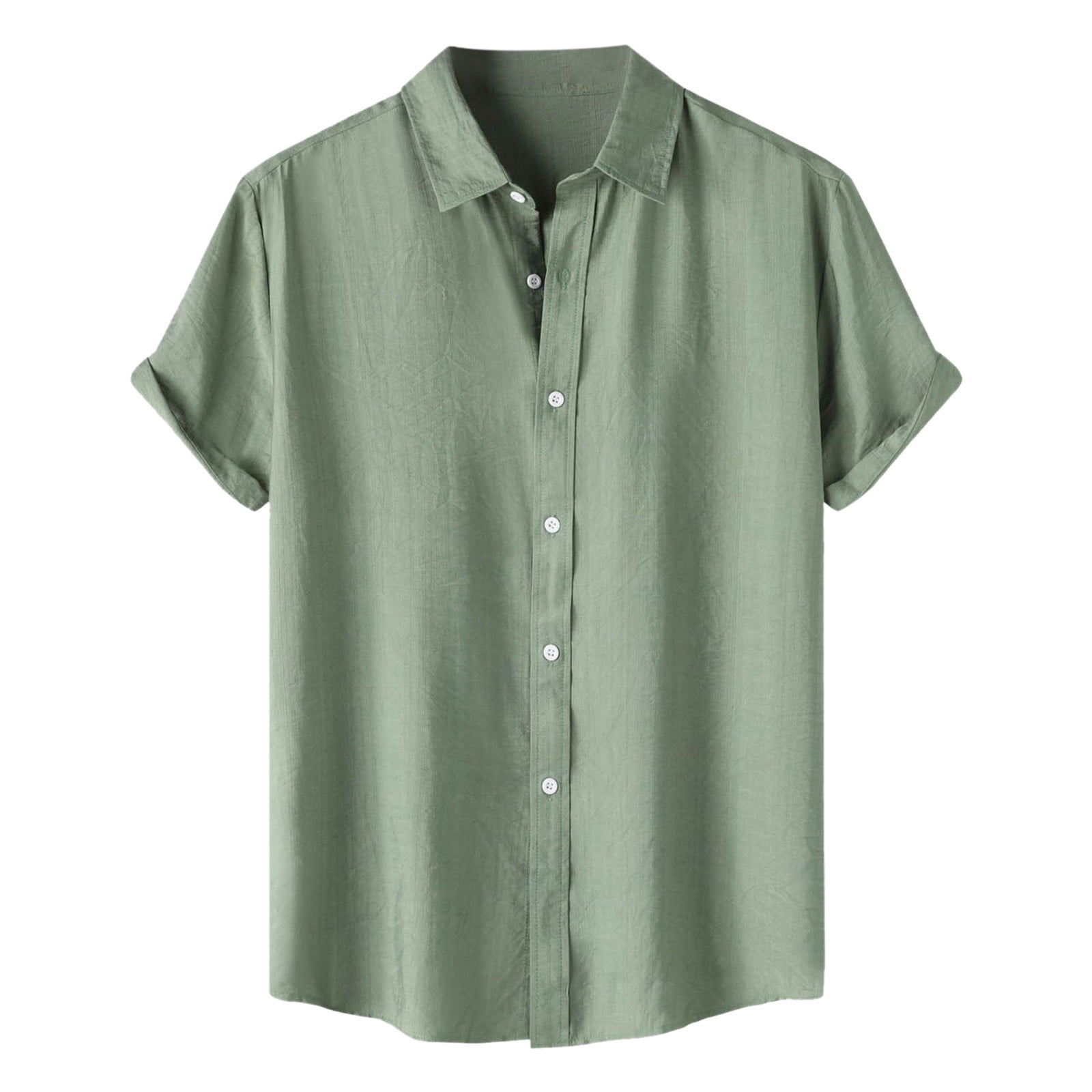 Rovga Mens Shirts Fashion Summer Short Sleeve Solid Color Simple Style ...