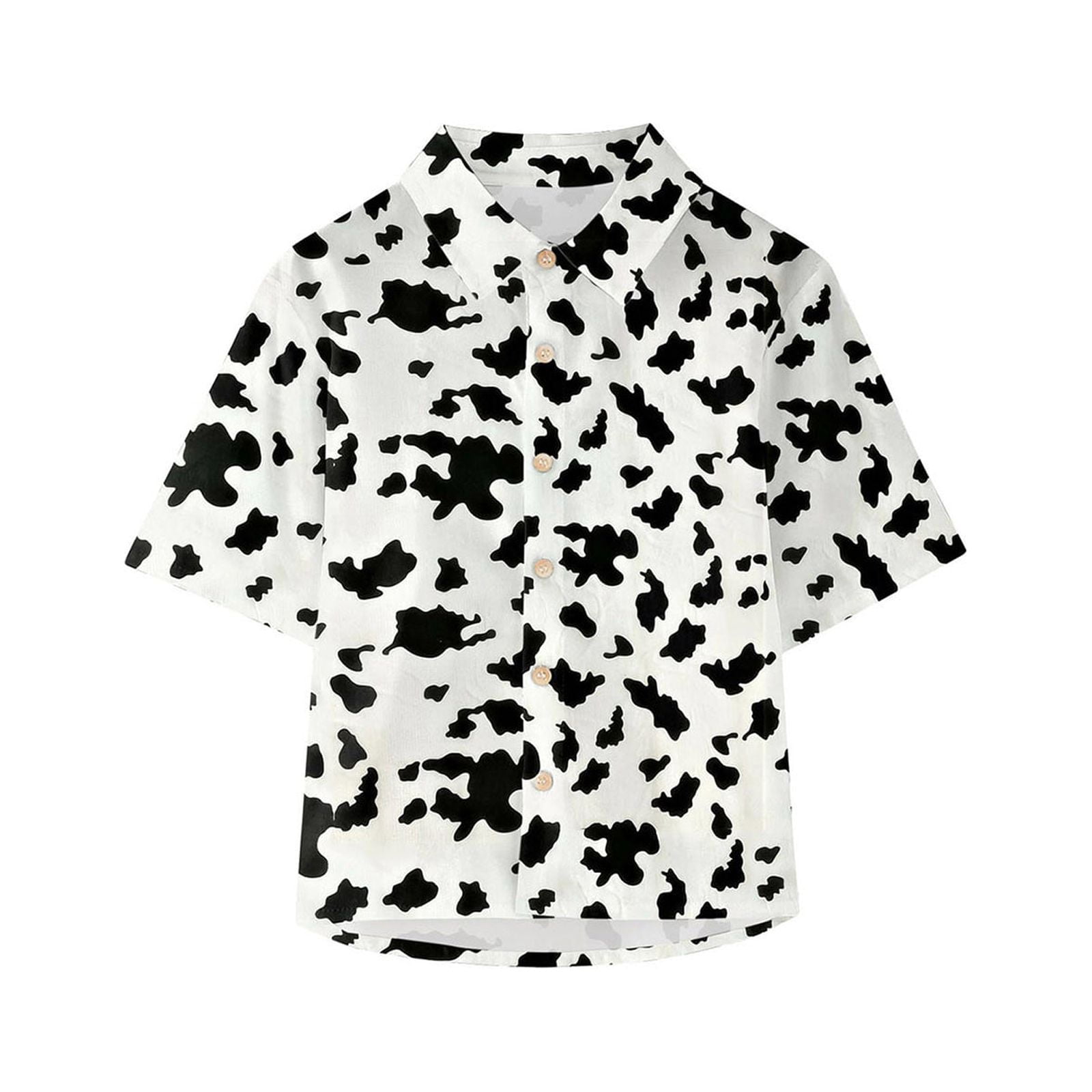 Rovga Summer Boys Girls Toddler T-Shirts Baby Boy Clothes Cow Print Shirts Short Sleeve Button ...