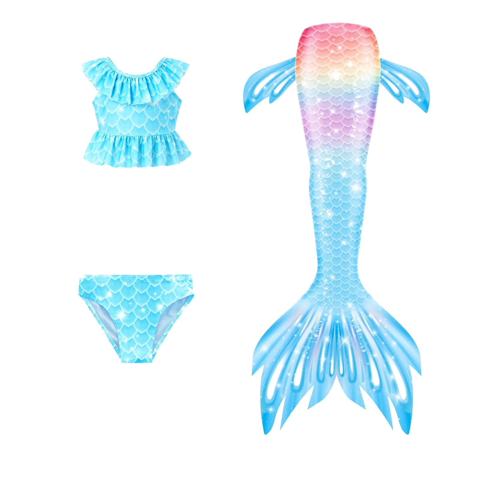Rovga Swimsuit Girl 6-7 Years Sleeveless Fish Tail Set Spa Swimsuit ...