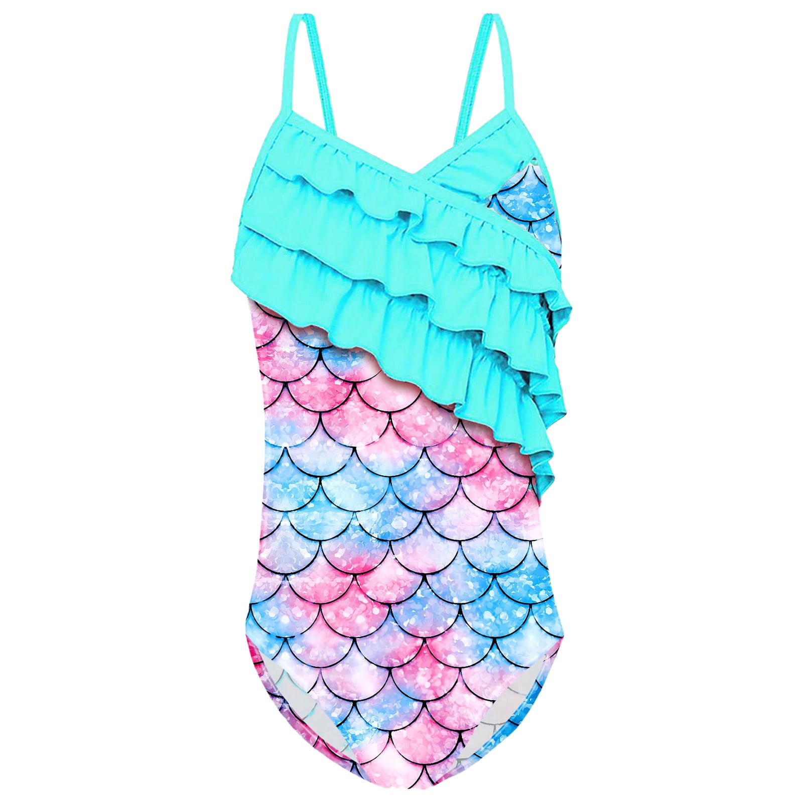 Rovga Swimsuit For Girls 5-6 Years Sleeveless Fish Tail Set Swimming ...