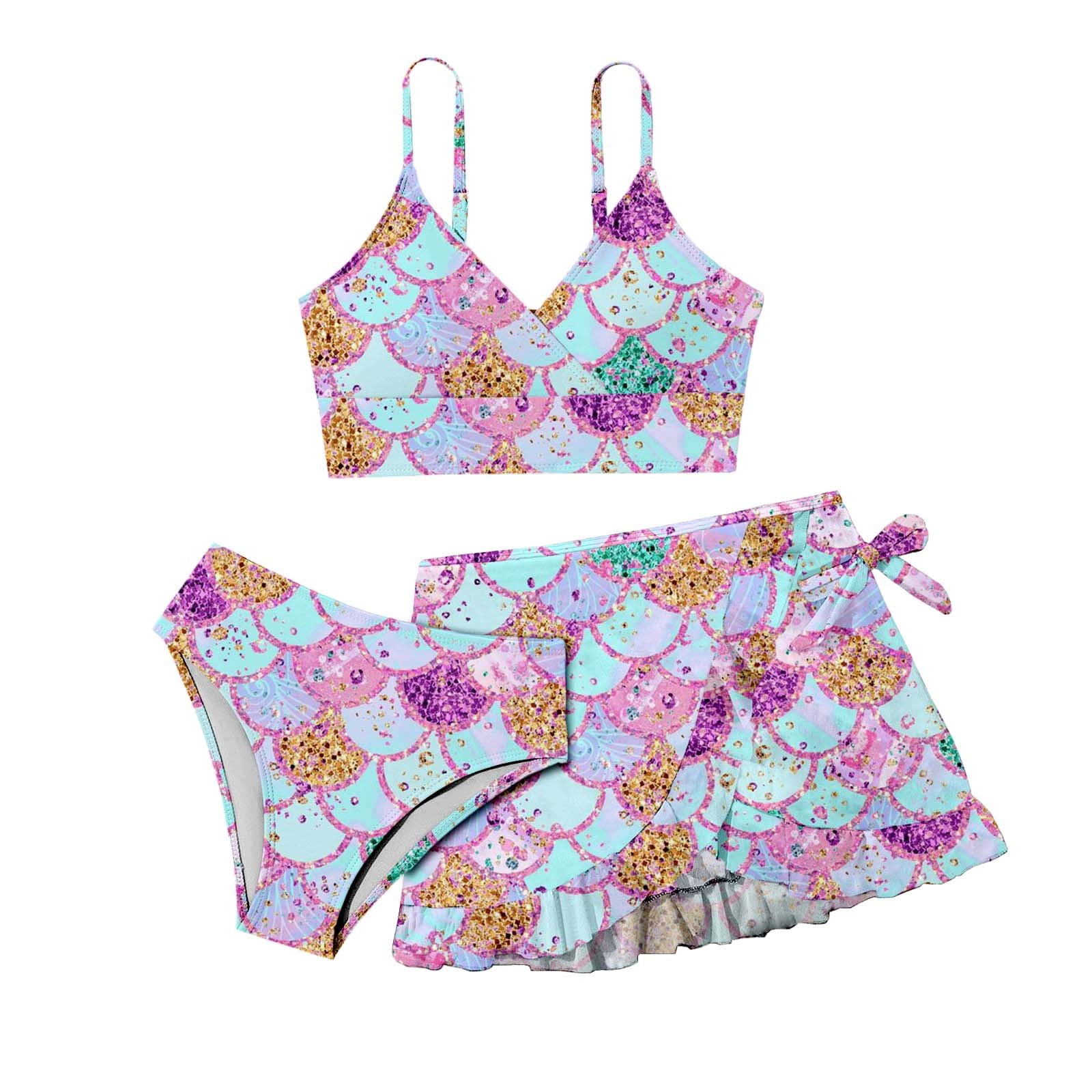 Rovga Teen Swimsuit Girl 15-16 Years Sleeveless Fish Tail Set Scale ...