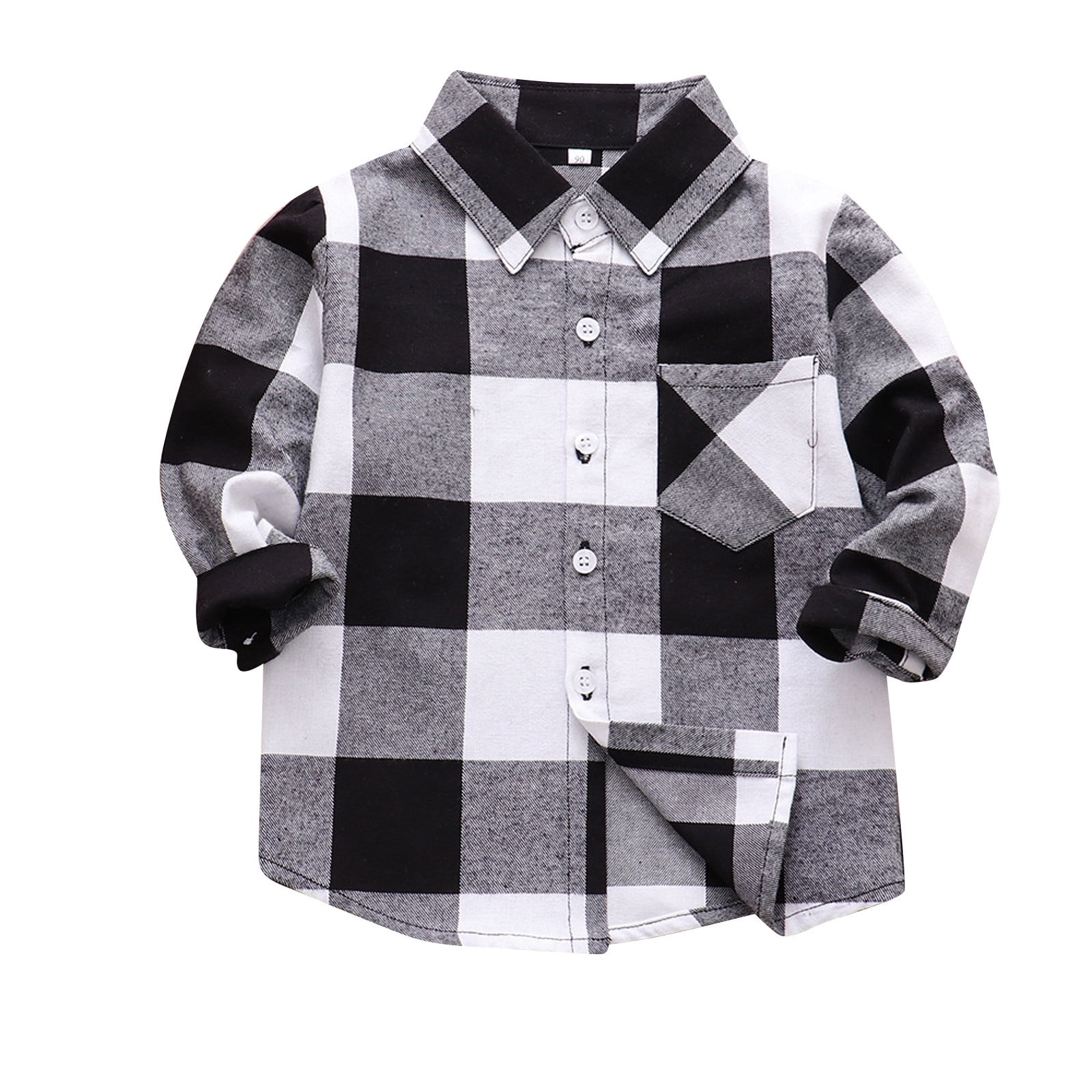 Rovga Toddler Boy Tee Tops Kids Flannel Jacket Plaid Stripe Long Sleeve ...