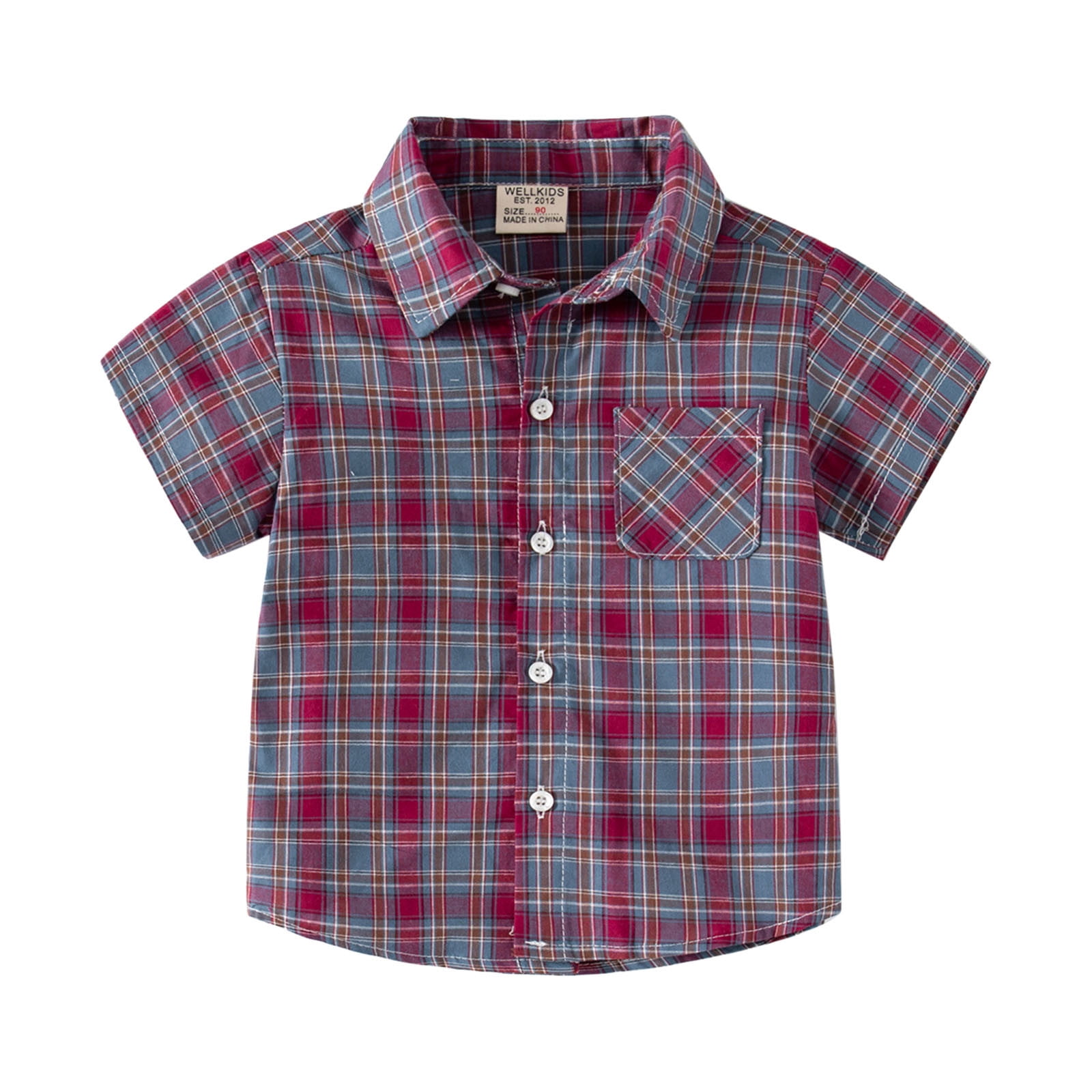 Rovga Toddler Boy Tee Tops Kids Flannel Shirt Jacket Plaid Short Sleeve ...