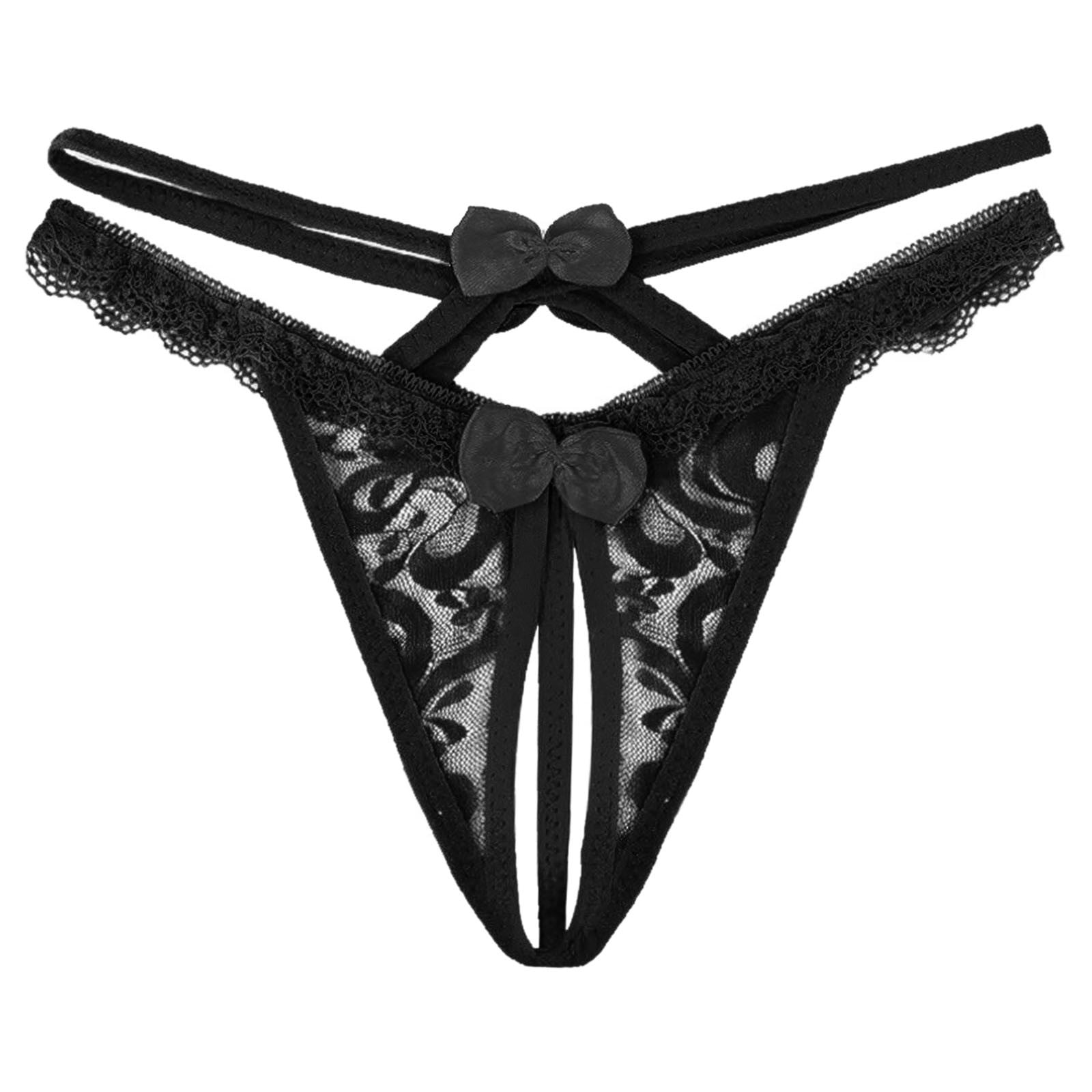 Rovga Underwear Women Tassel Mesh Briefs Hollow Out Panties Lace Up ...
