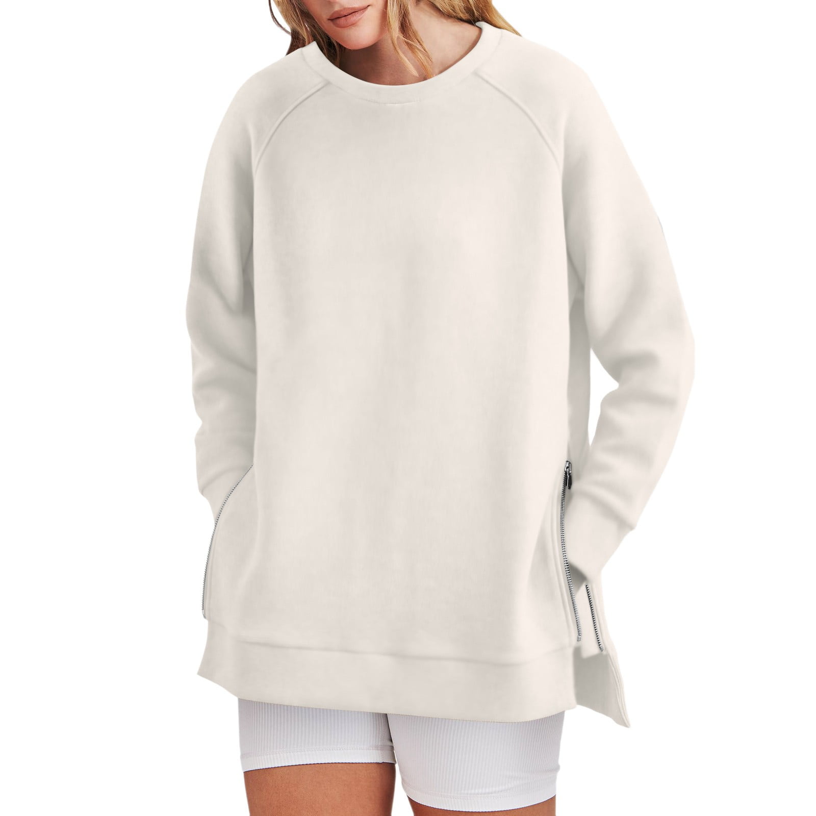 Rovga Women Sweatshirts Long Sleeve Long Fit Tops O-Neck Soft Pullovers ...