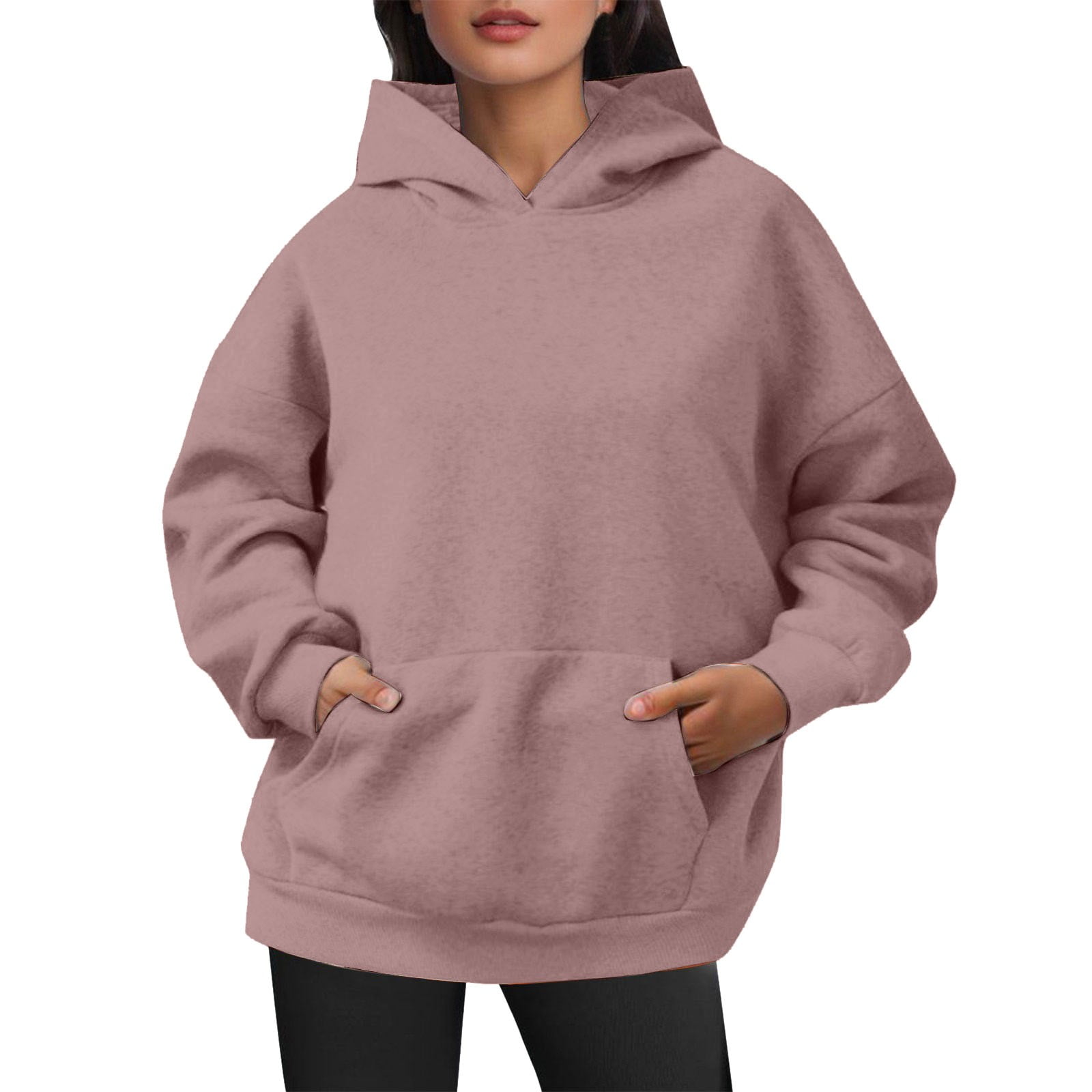 Rovga Women Sweatshirts Oversized Pullover Hoodies Artificial Short Velvet Sweatshirts Long ...