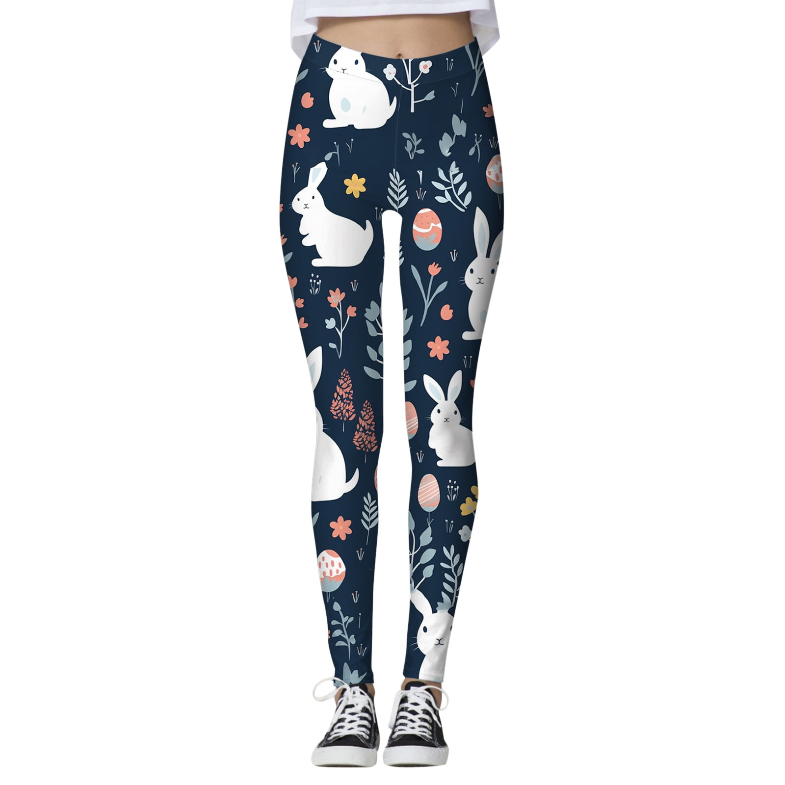 Rovga Womens Leggings High Waist Yoga Easter Day Bunny Prints Tights ...