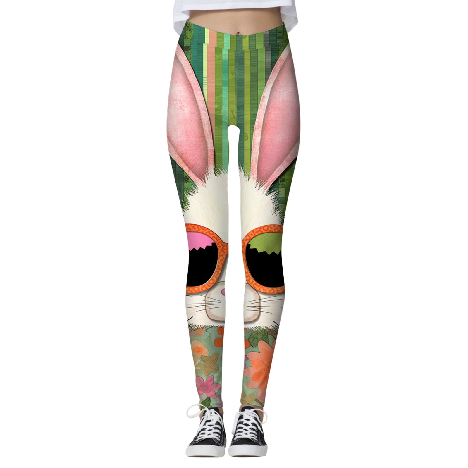 Rovga Womens Leggings Ladies Easter Floral Print Workout Tights ...