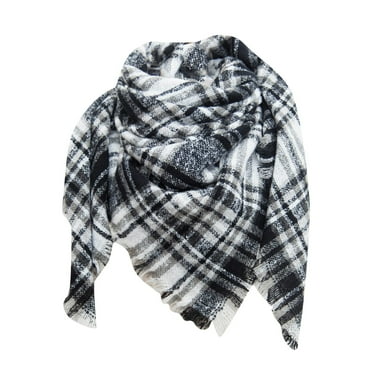 Women's Fall Winter Scarf Classic Tassel Plaid Tartan Scarf Warm Soft Chunky Large Blanket Wrap ...