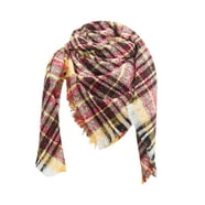 Women's Fall Winter Scarf Classic Tassel Plaid Tartan Scarf Warm Soft Chunky Large Blanket Wrap ...