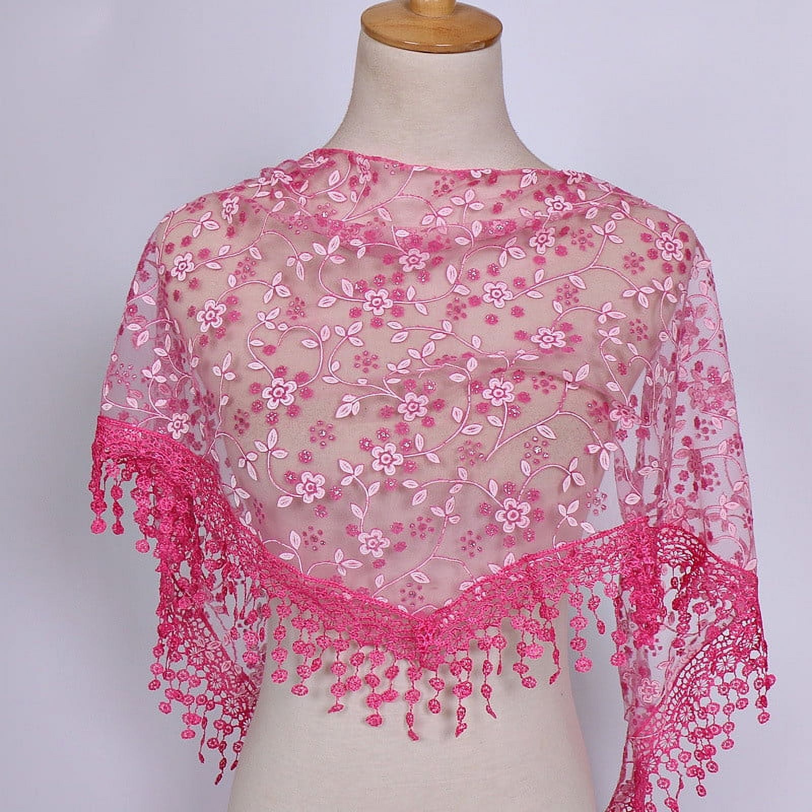 Rovga Womens Scarves & Wraps Women Lace Sheer Floral Scarf Shawl Wrap ...