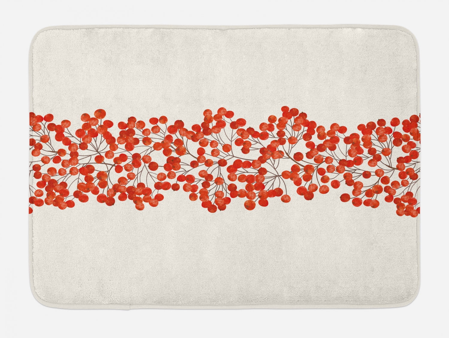 Rowan Bath Mat, Border with Wild Red Mountain Ashes on Twigs Hand ...