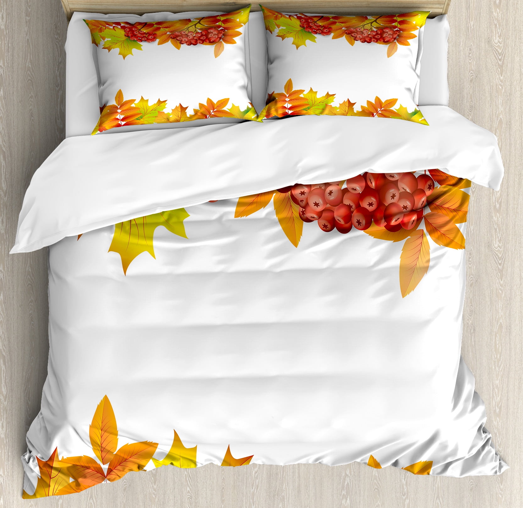 Rowan Duvet Cover Set, Autumn Branches Border Design with Ashberries ...