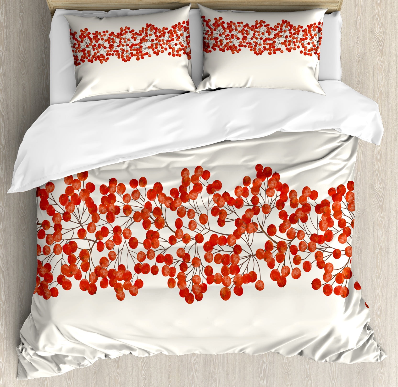 Rowan Duvet Cover Set, Border with Wild Red Mountain Ashes on Twigs ...