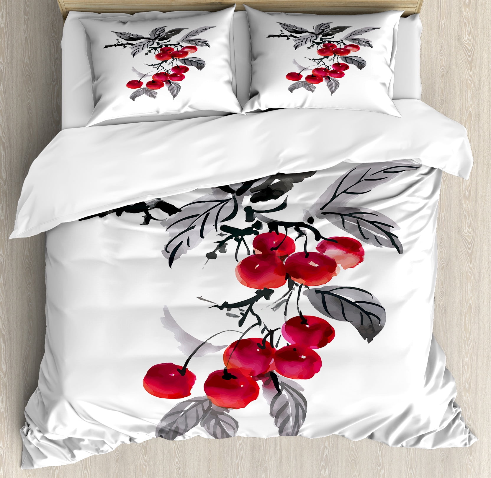 Rowan Duvet Cover Set, Branch of Rowan with Fruit in Watercolor ...