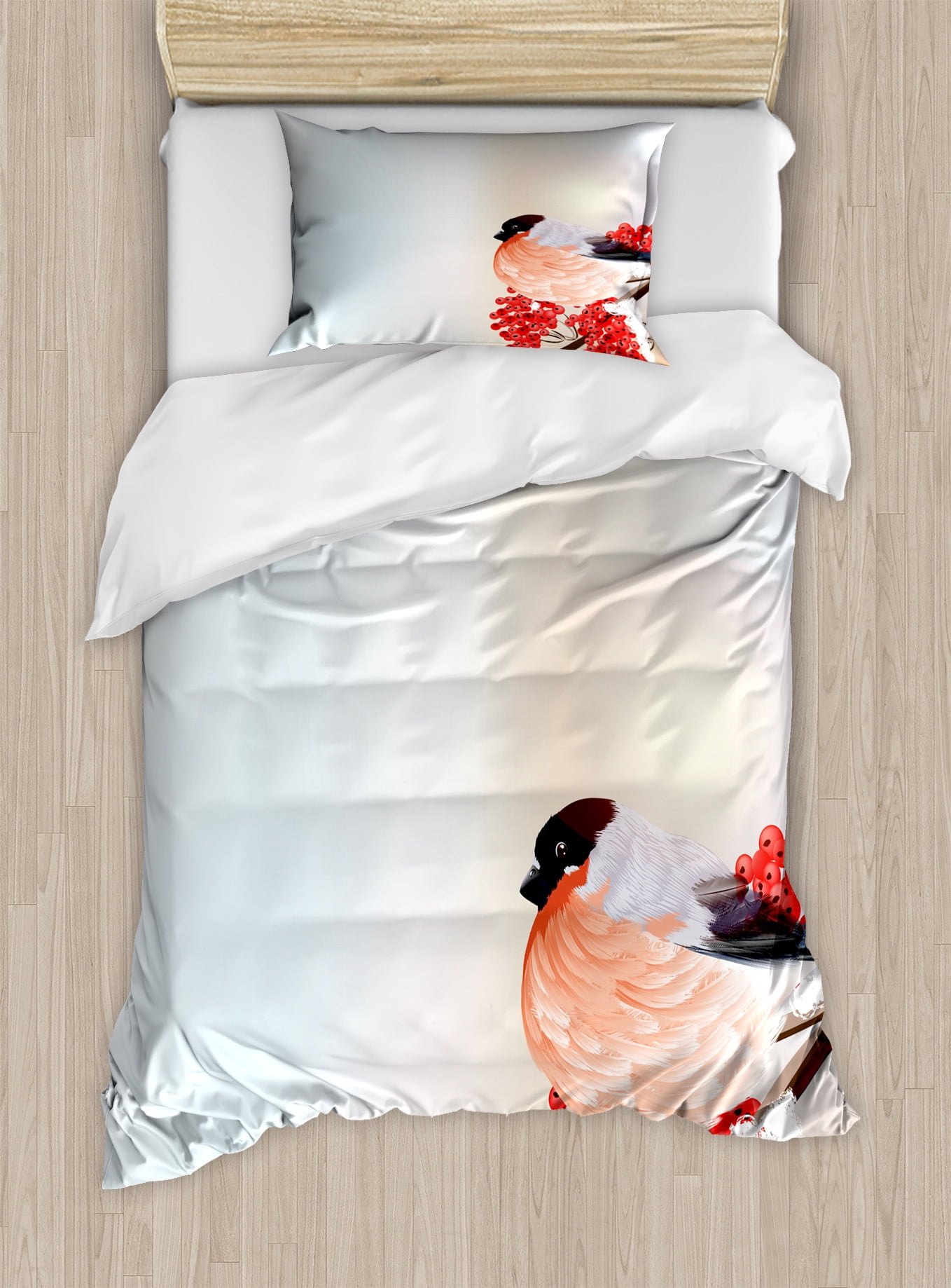 Rowan Duvet Cover Set, Christmas Themed Corner Composition with Bird ...
