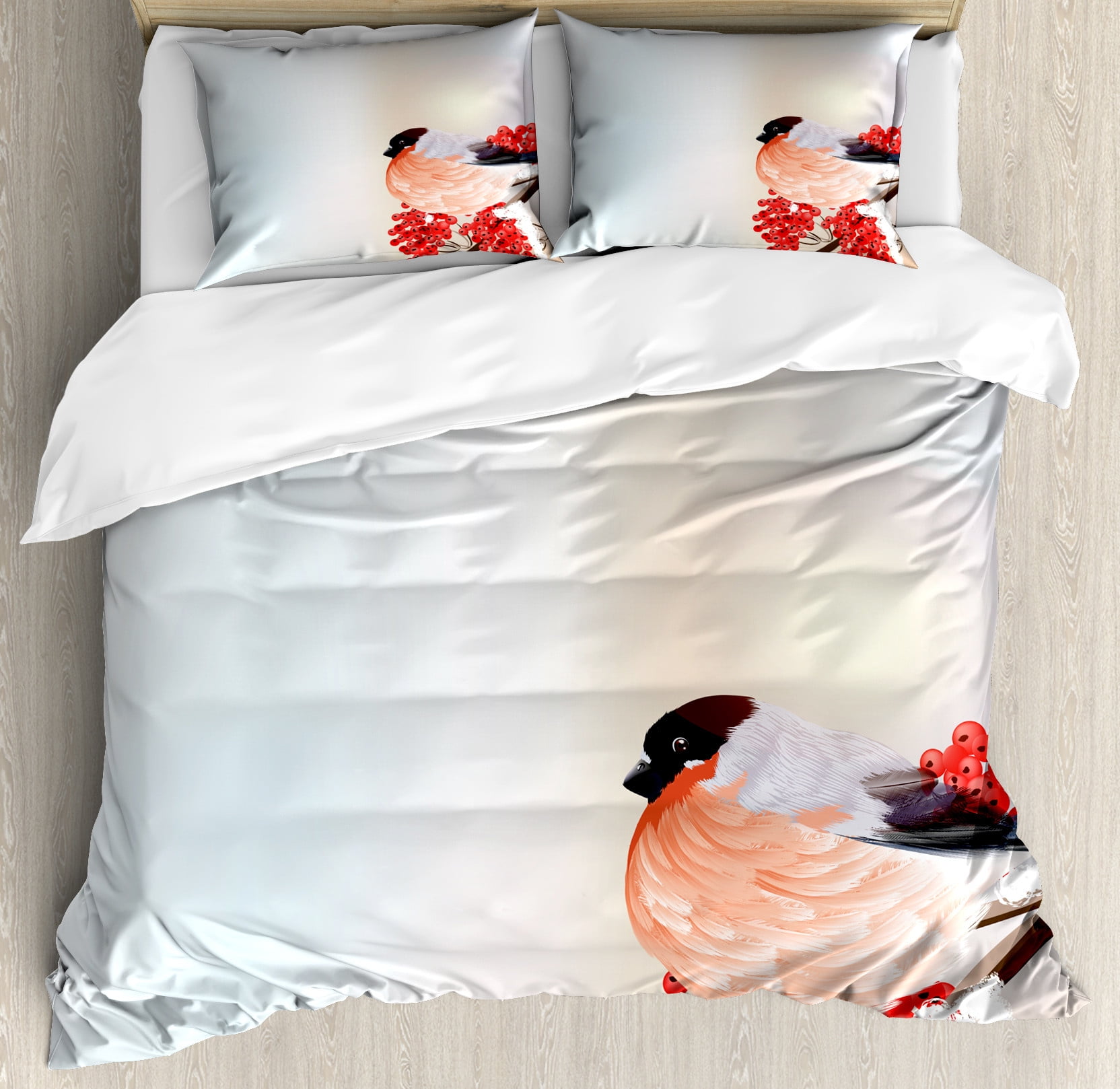 Rowan Duvet Cover Set, Christmas Themed Corner Composition with Bird ...