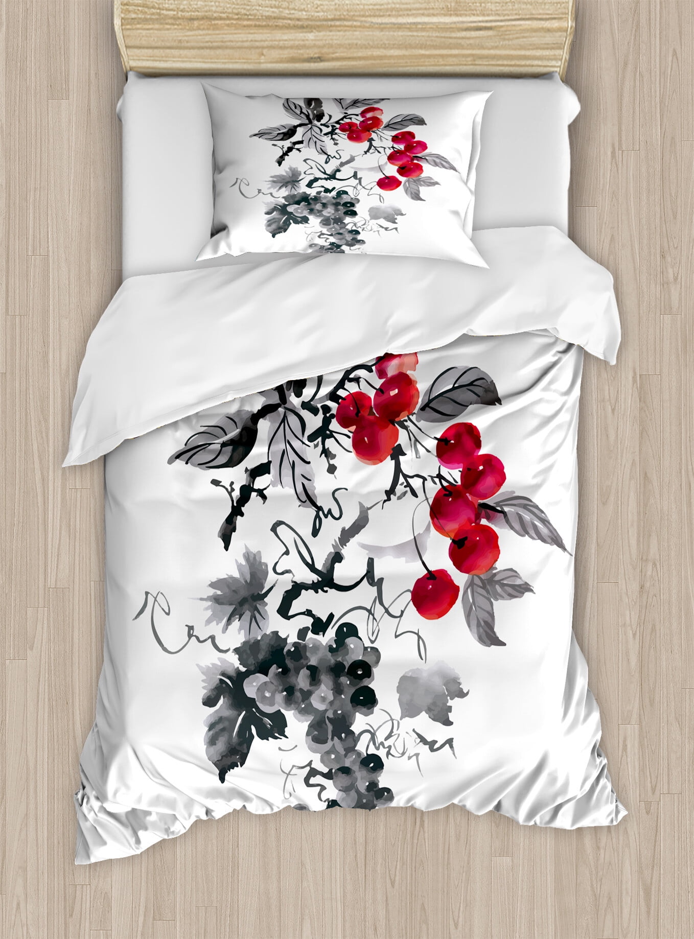 Rowan Duvet Cover Set, Rural Nature Inspired Foliage Composition Wild ...