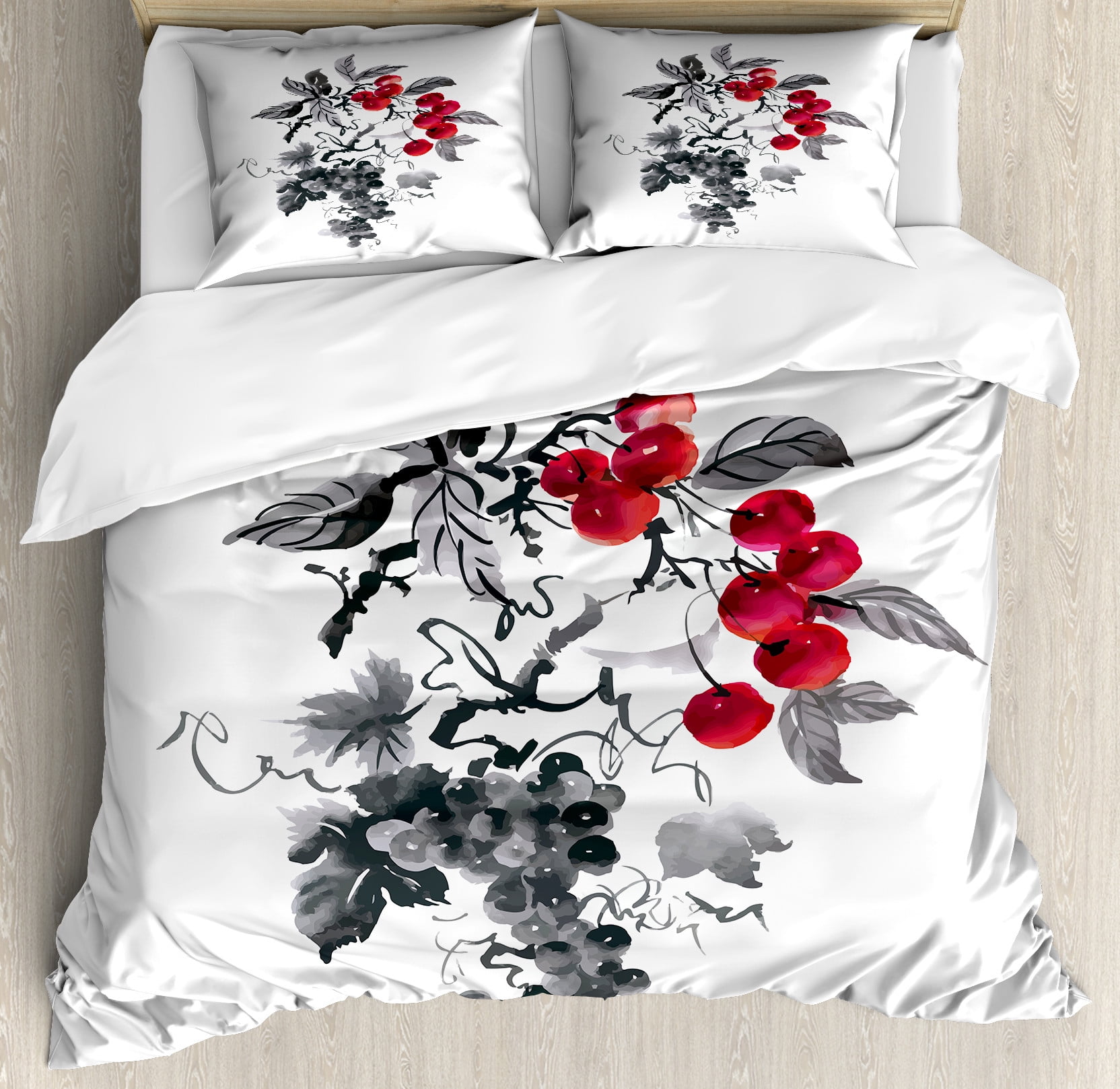 Rowan Duvet Cover Set, Rural Nature Inspired Foliage Composition Wild ...