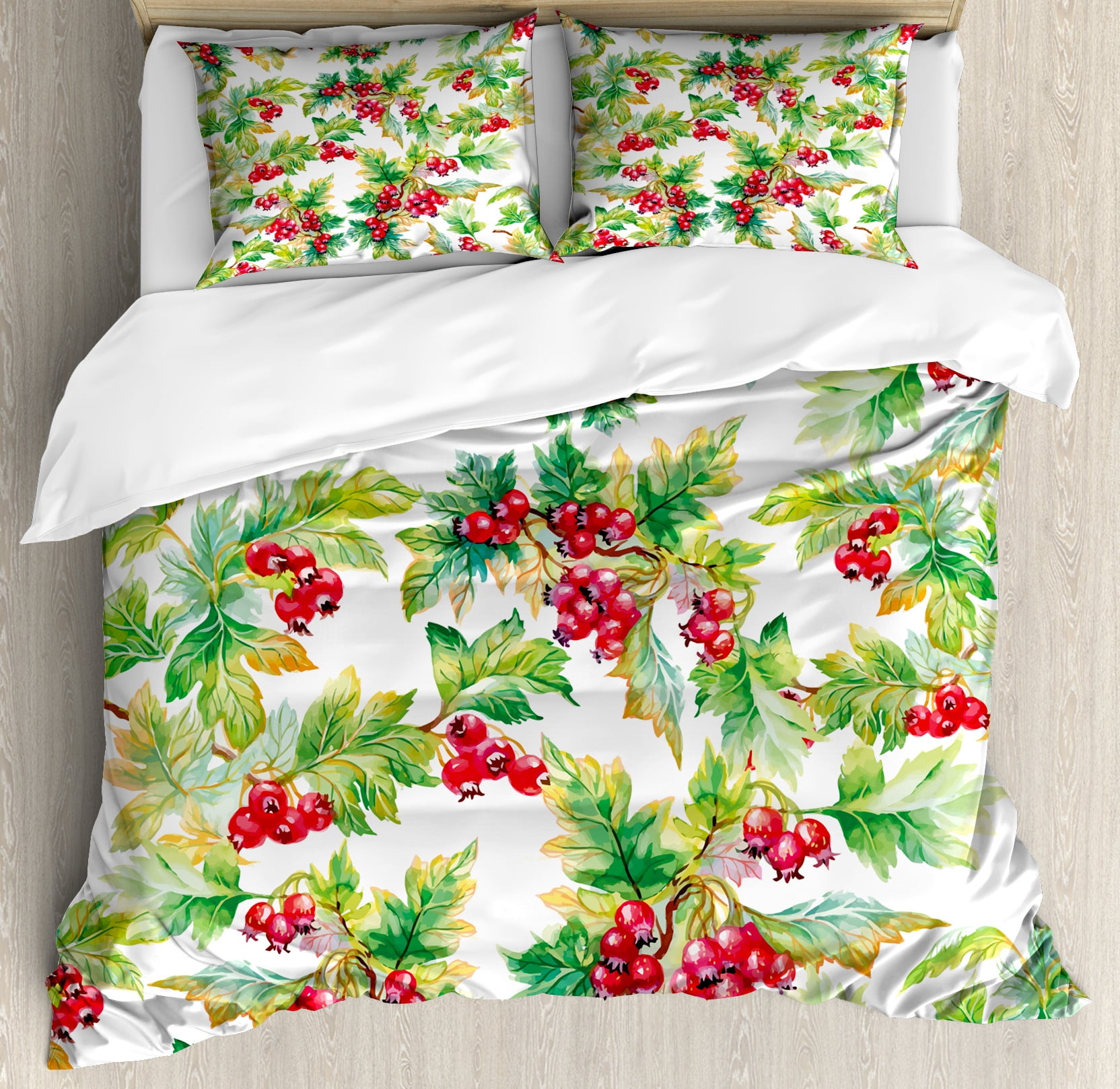 Rowan Duvet Cover Set, Watercolor Style Branches with Rowan Berries ...
