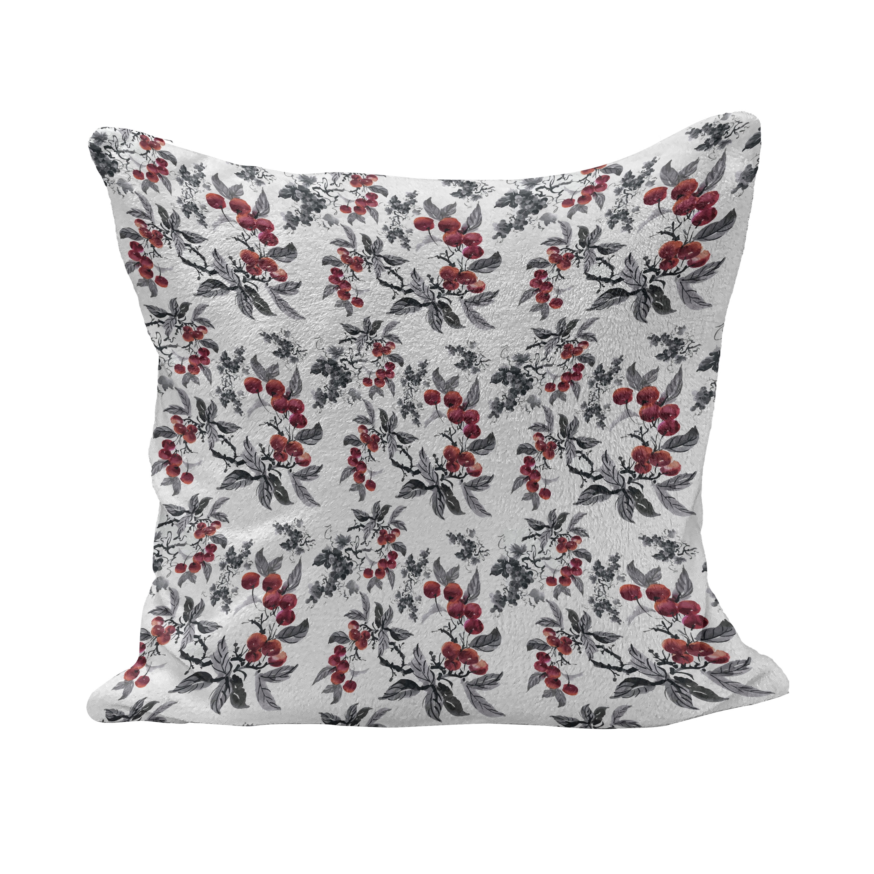 Rowan Fluffy Throw Pillow Cushion Cover, Abstract Modern Garden Theme ...