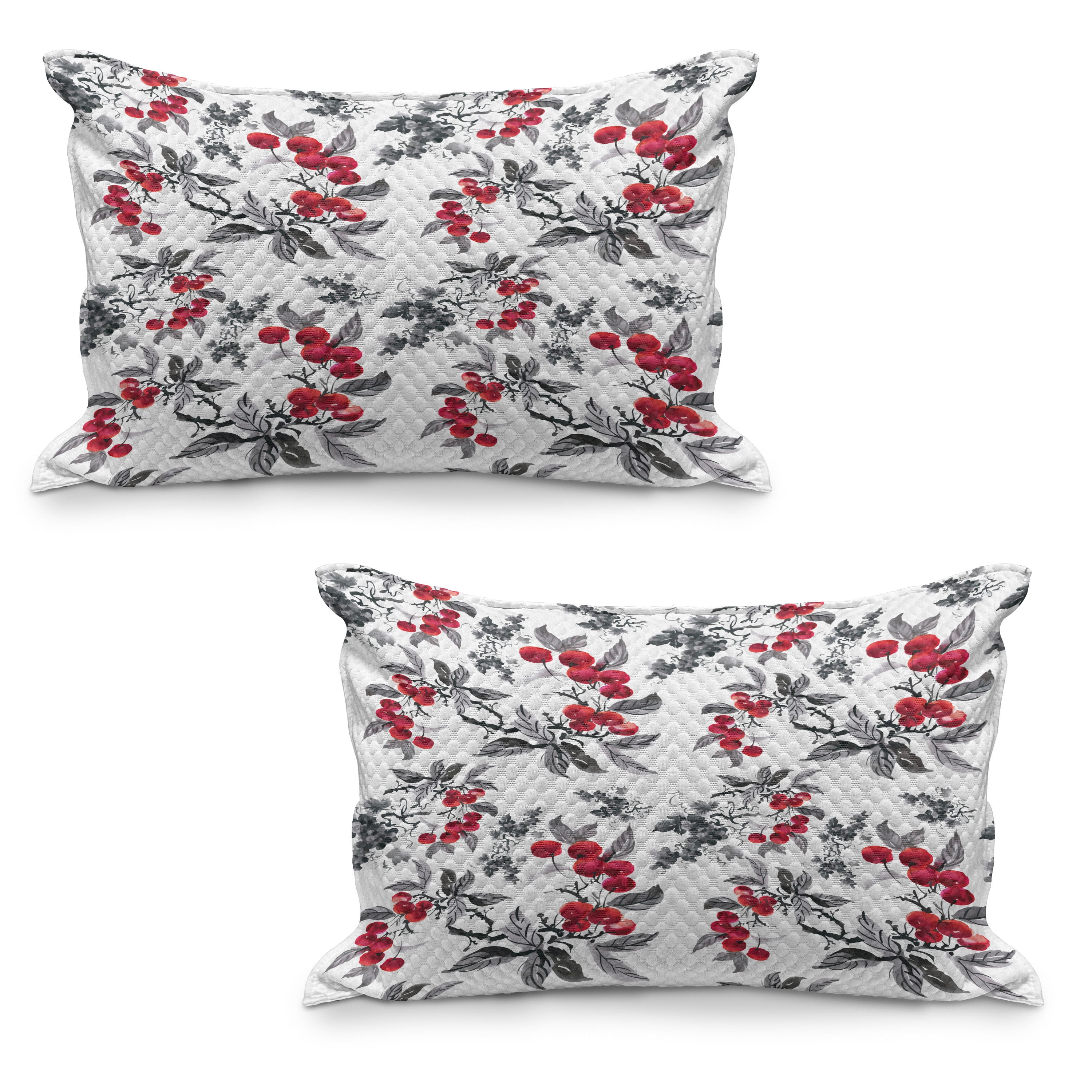 Rowan Quilted Pillowcover Set of 2, Abstract Modern Garden Theme with ...