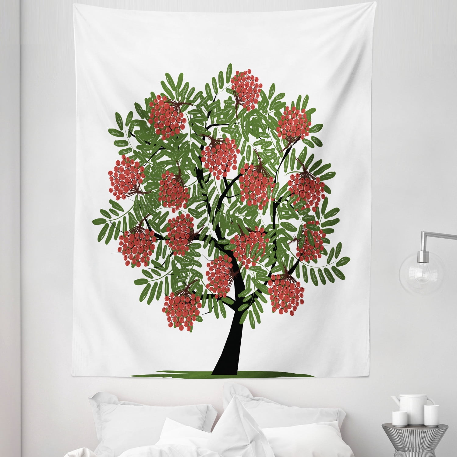 Rowan Tapestry, Rowan Tree Full of Fruits Fresh Organic Ecology Themed ...