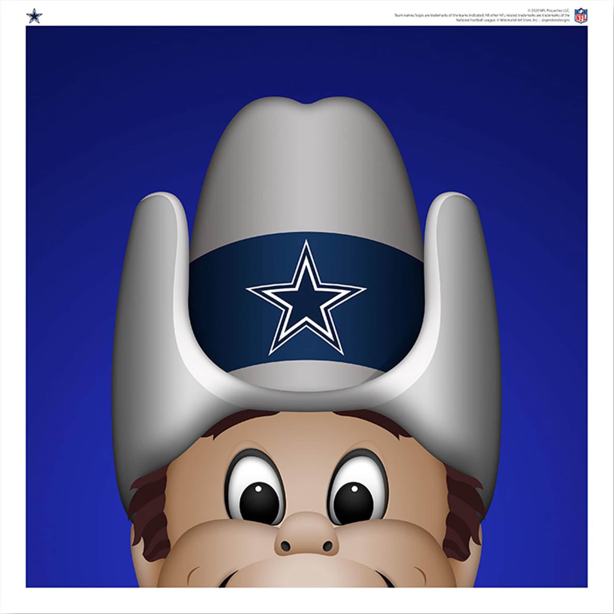 Rowdy Dallas Cowboys 12'' x 12'' Minimalist Mascot Poster Print ...