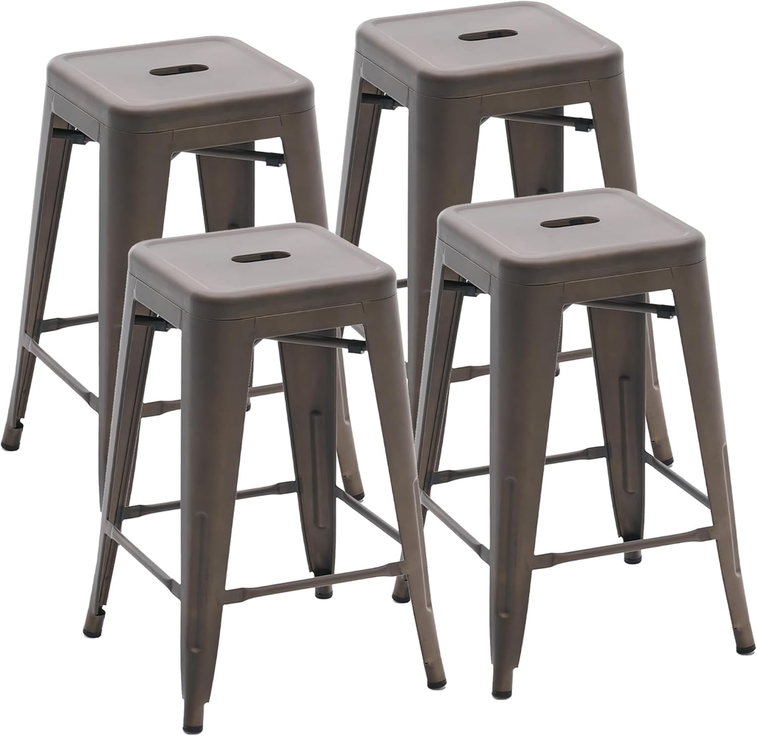Rowill 24 Inch Metal Bar Stools Set of 4 Counter Height Bar Stools ...
