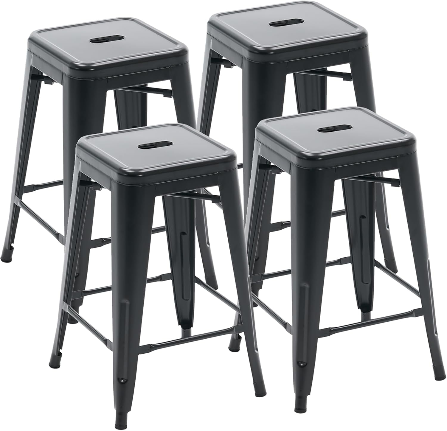 Rowill Metal Bar Stools Counter Height Bar Stools Industrial Stackable ...