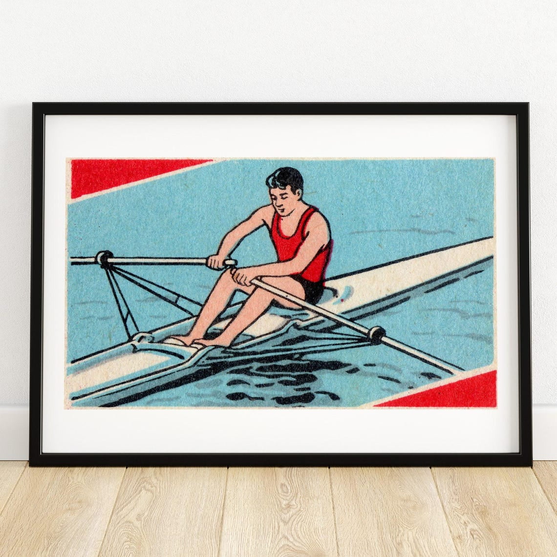 Rowing Enthusiast Art Print Vintage Sports Illustration Nautical Decor ...