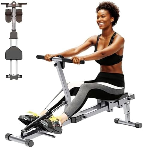 Rowing Machine, Compact Adjustable Rowing Machine 12 Levels of Complete ...