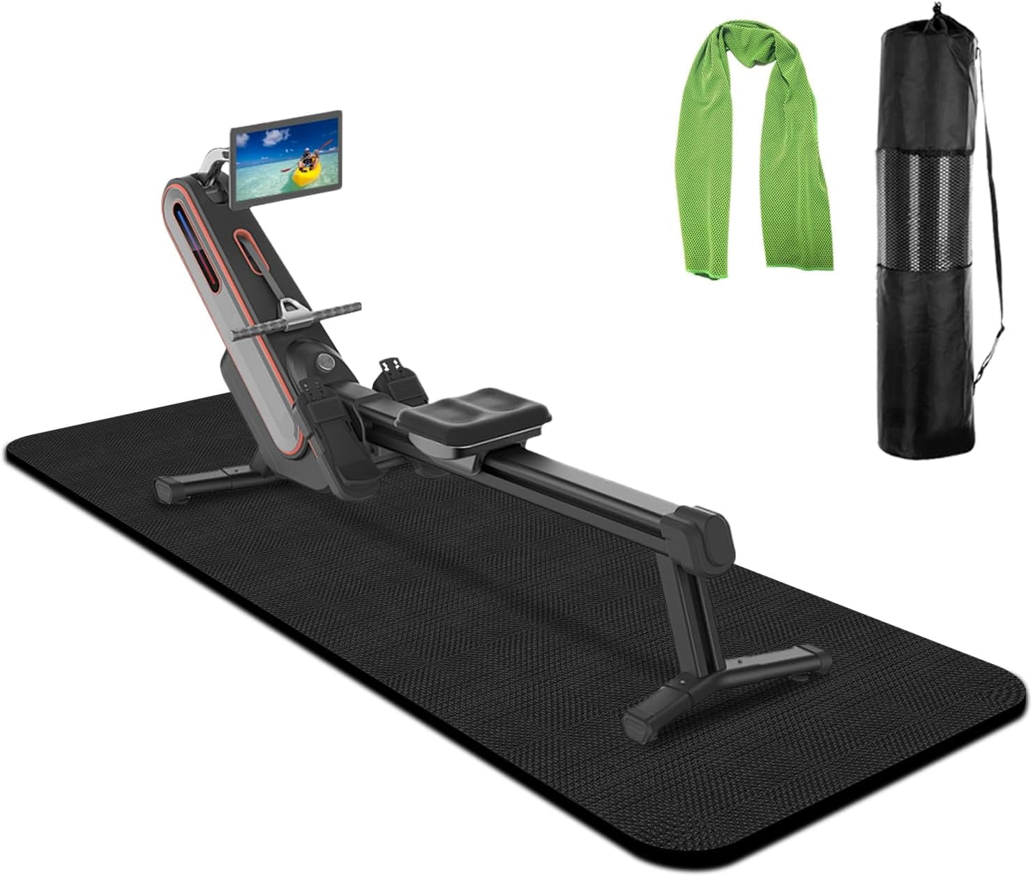 Rowing Machine Mat 96" x 30" with Storage Bag and Sports Towel ...