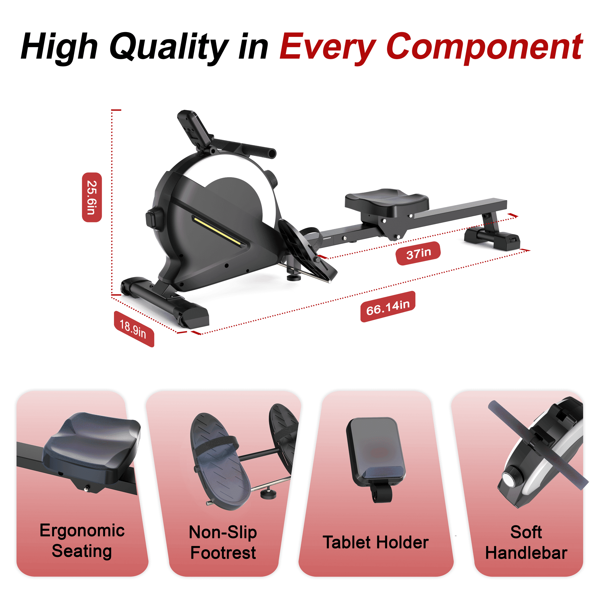 Rowing Machines for Home, Magnetic Rowing Machine with 77lb High ...