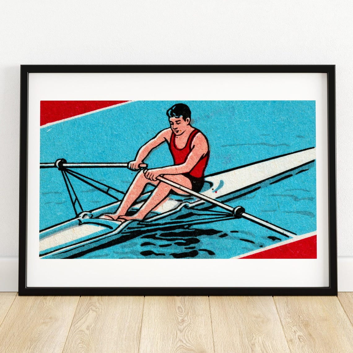 Rowing Man - Matchbox Print - Aesthetic Wall Art - Vintage Eastern ...