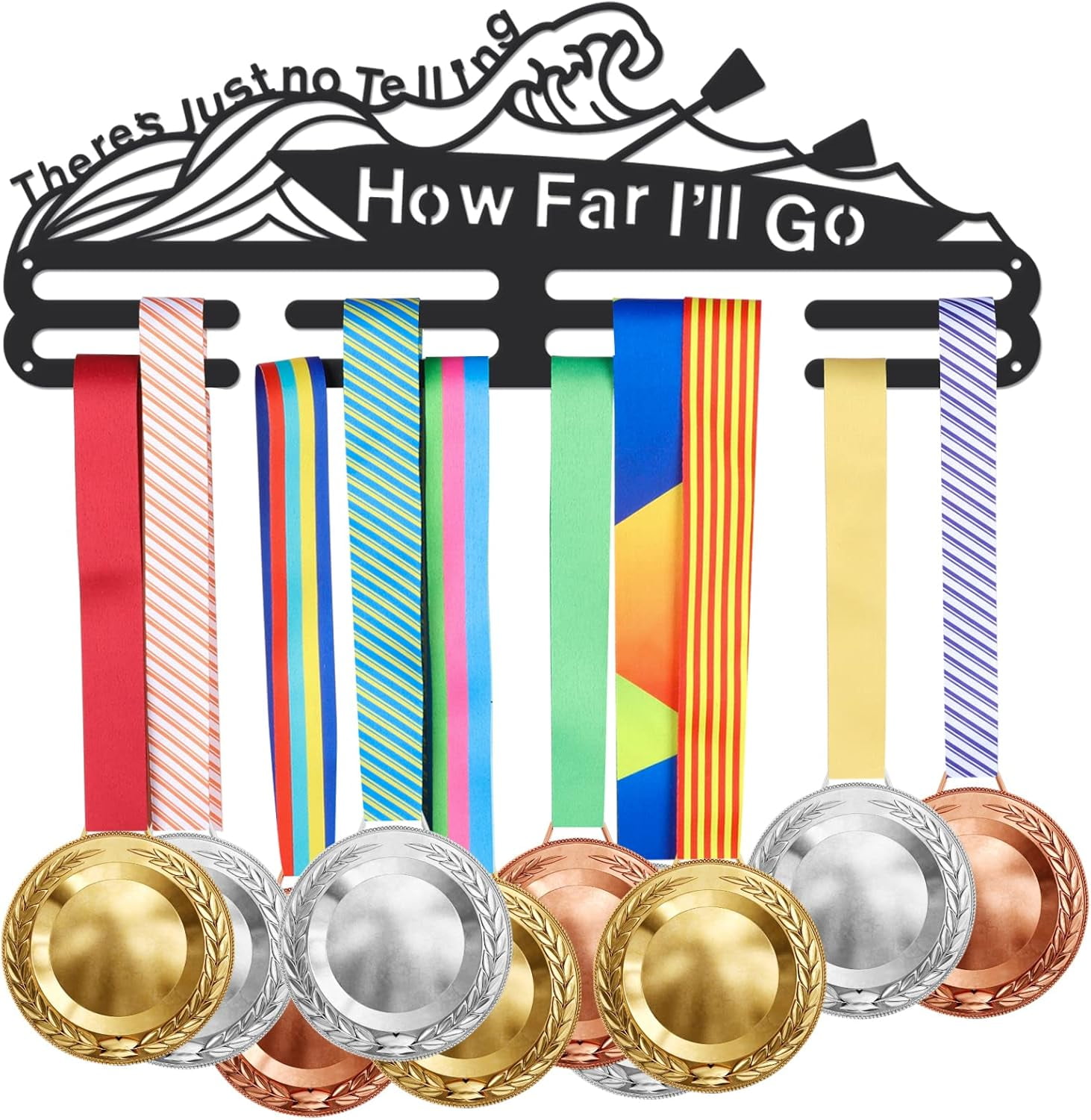 Rowing Medal Holder Ships Waves Iron Medals Display Black Iron Medal ...